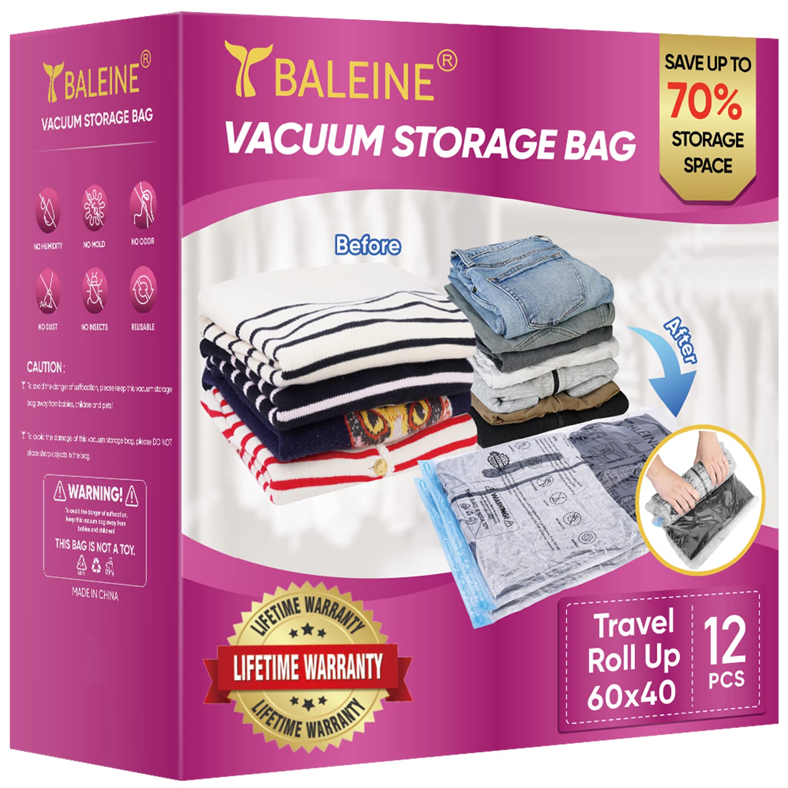 BALEINE Vacuum Storage Bag Space Saving Compression Sealer Bags for ...