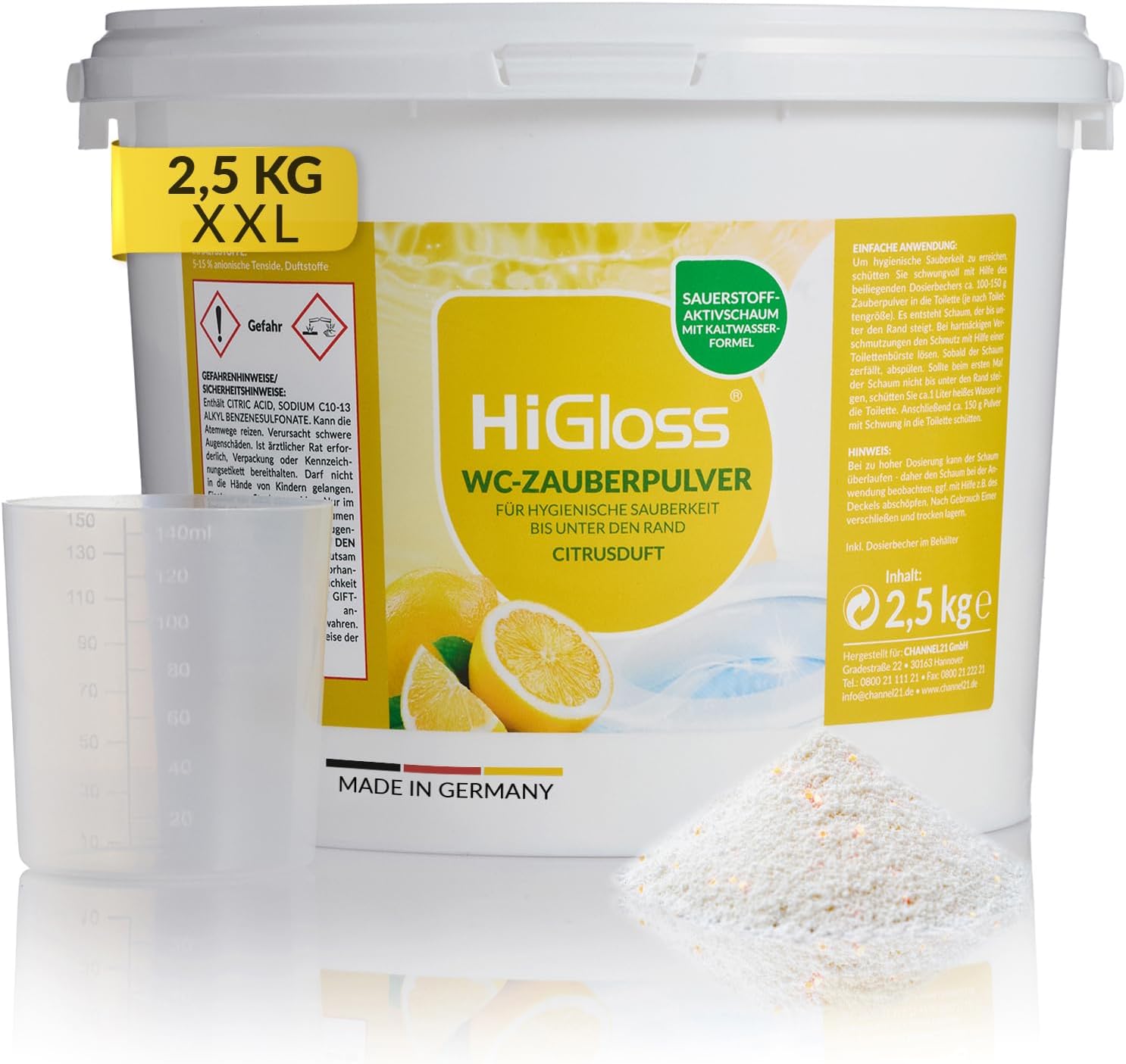 HiGloss WC Zauberpulver 2,5 kg – Hochwirksamer WC Reiniger mit ...