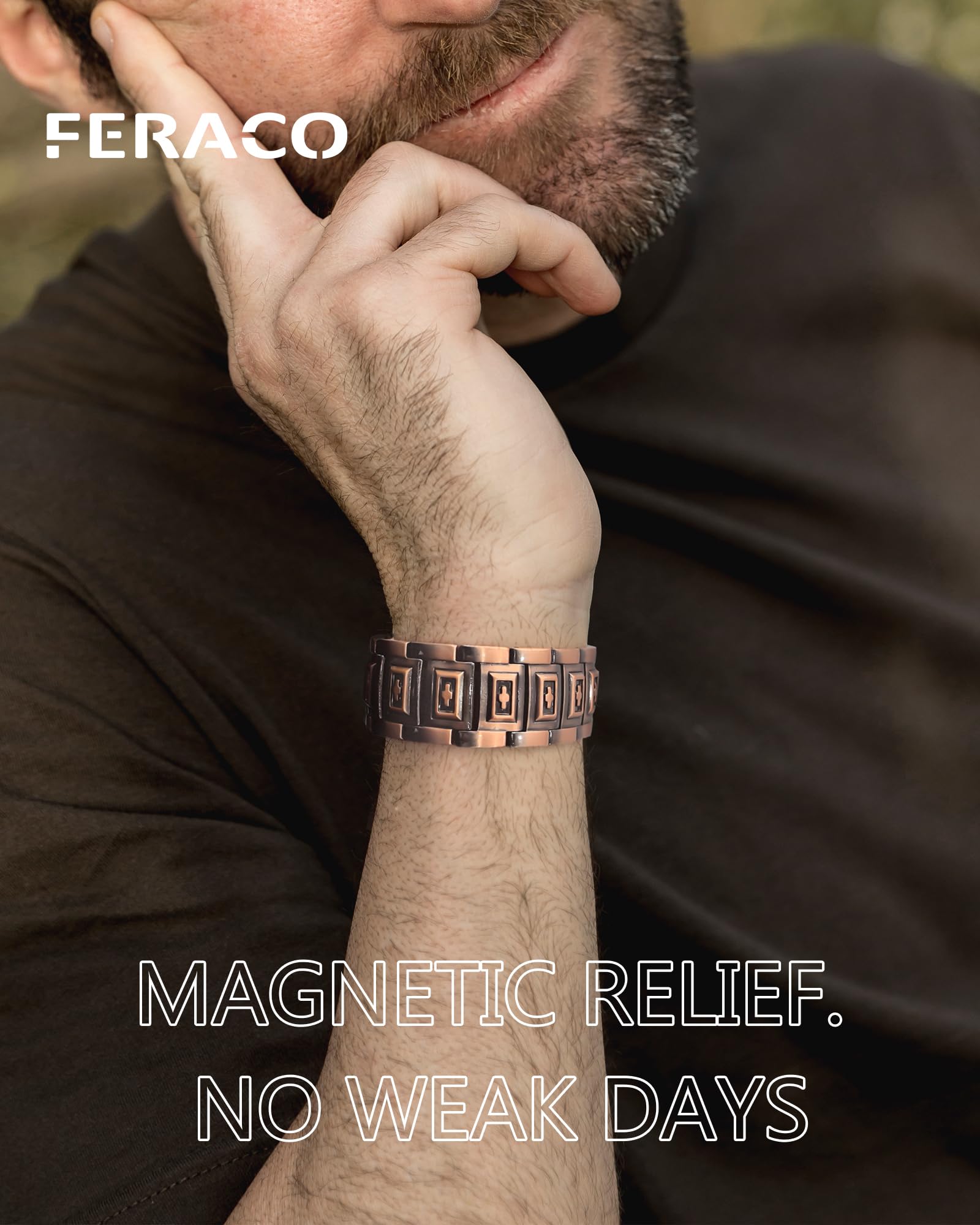 Snapklik.com : Feraco 3X Strength Copper Magnetic Cross Bracelet For ...