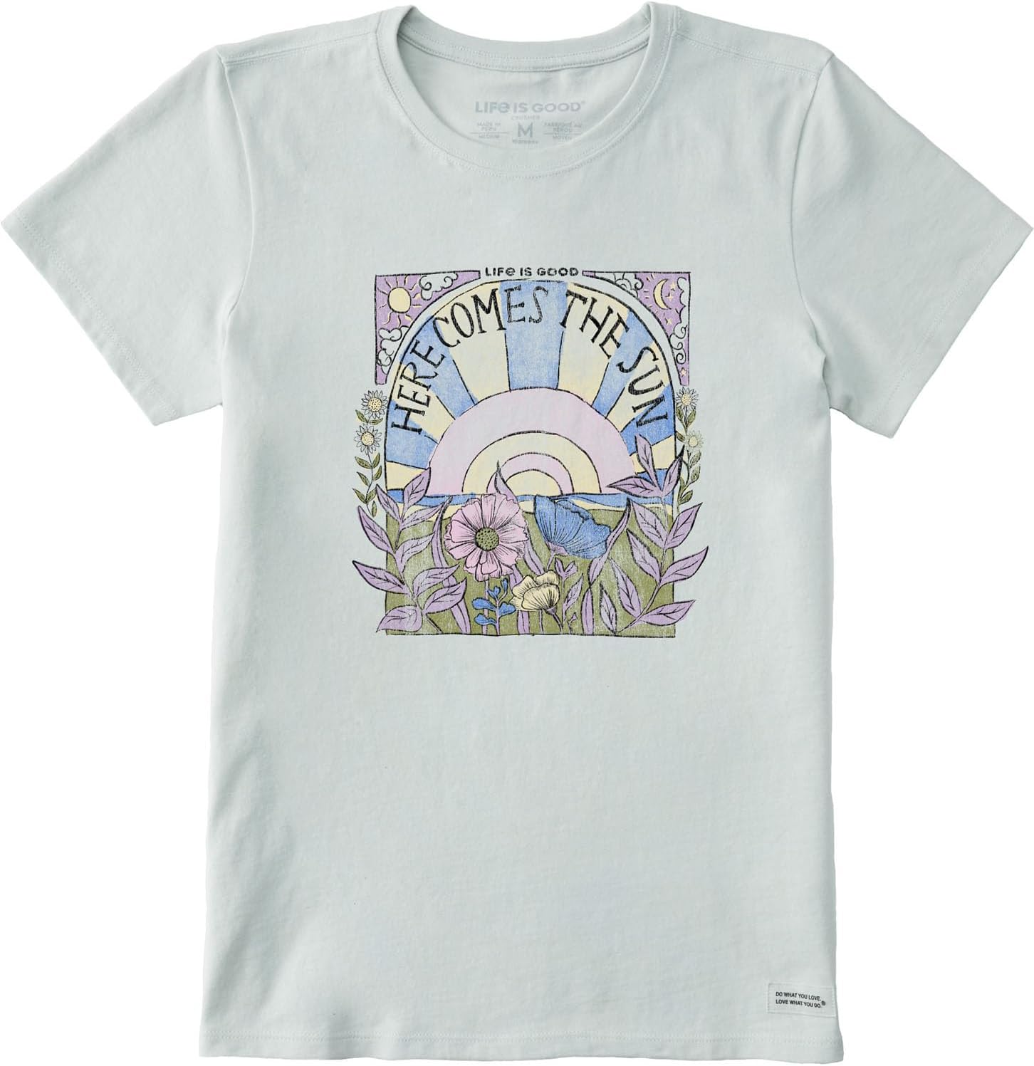 Life is Good. Women's Here Comes The Sun Hippie Short Sleeve Tee, Fog ...
