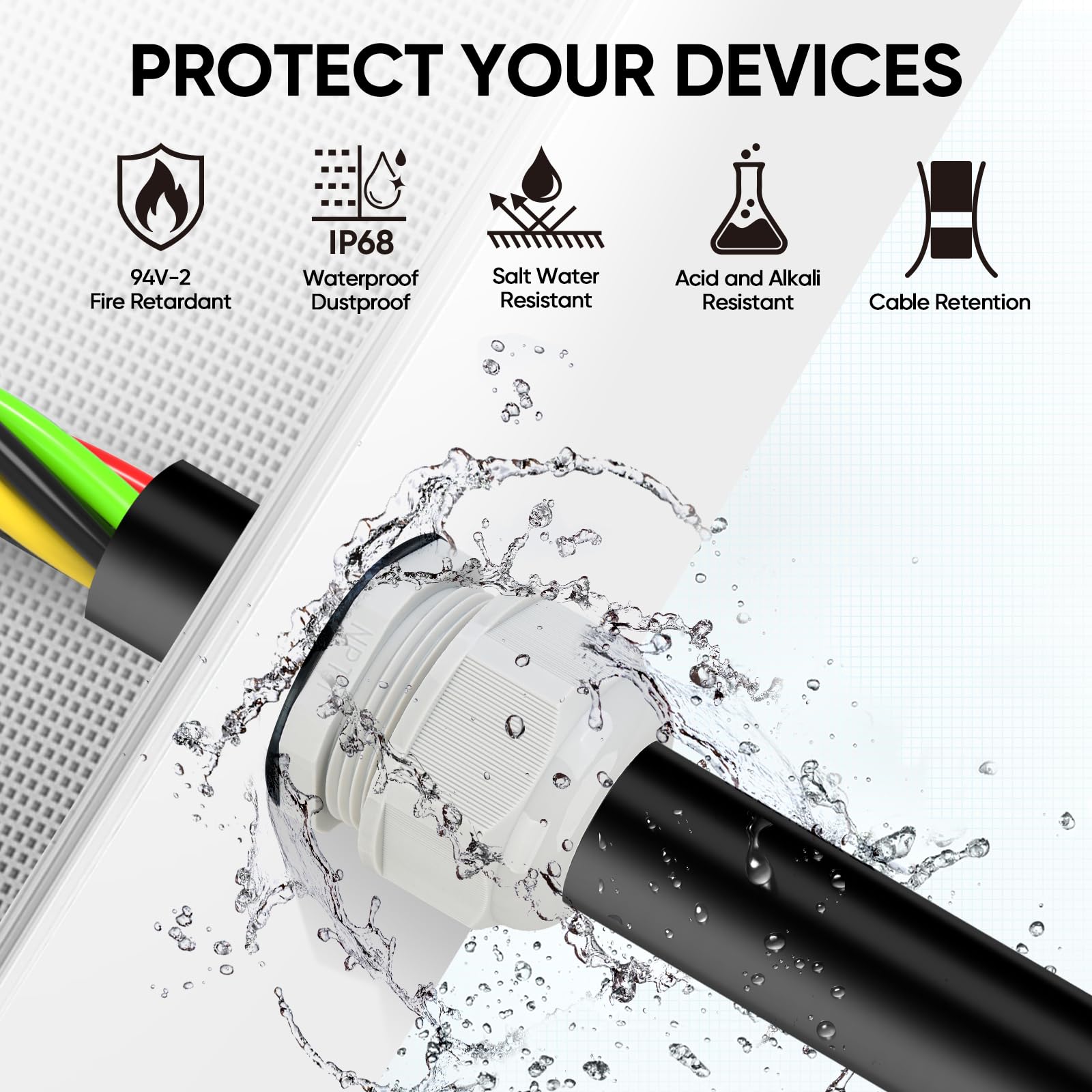 Snapklik.com : TICONN 52 Pcs IP68 Waterproof Cable Gland Kit Nylon NPT ...