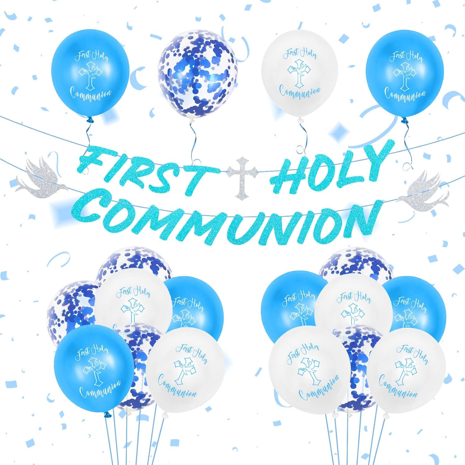 iwiio First Communion Decorations Set, 18Pcs First Holy Communion ...