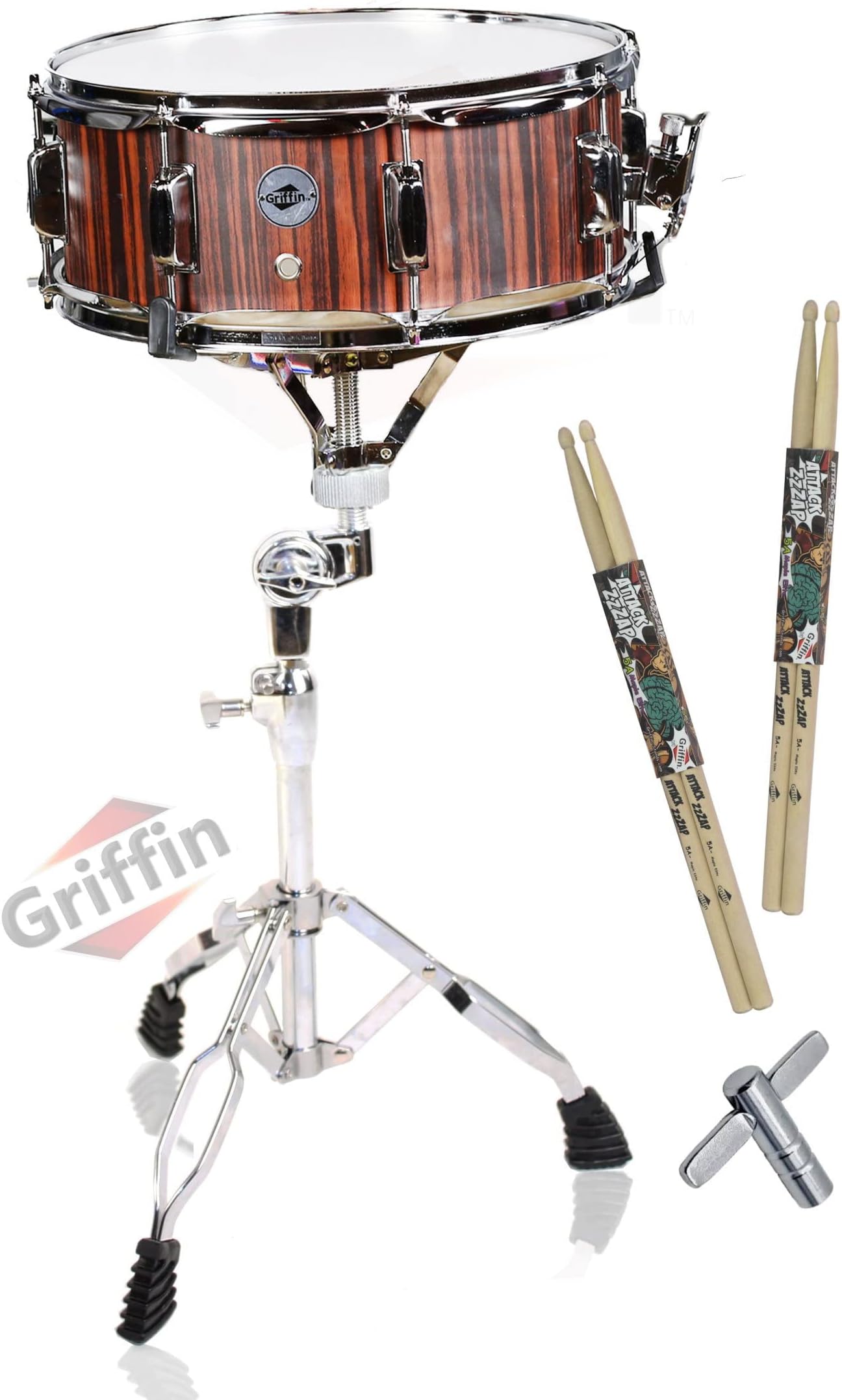 Amazon.com: Snare Drum Set by GRIFFIN - Includes Snare Stand, 2 Pairs ...