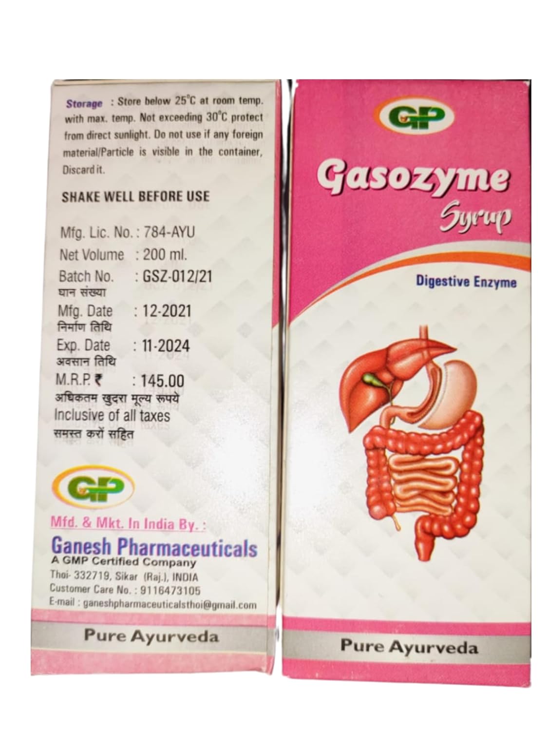 Buy Gasozyme Syrup | Digestive Enzyme By Ganesh Pharmaceuticals (Pure ...