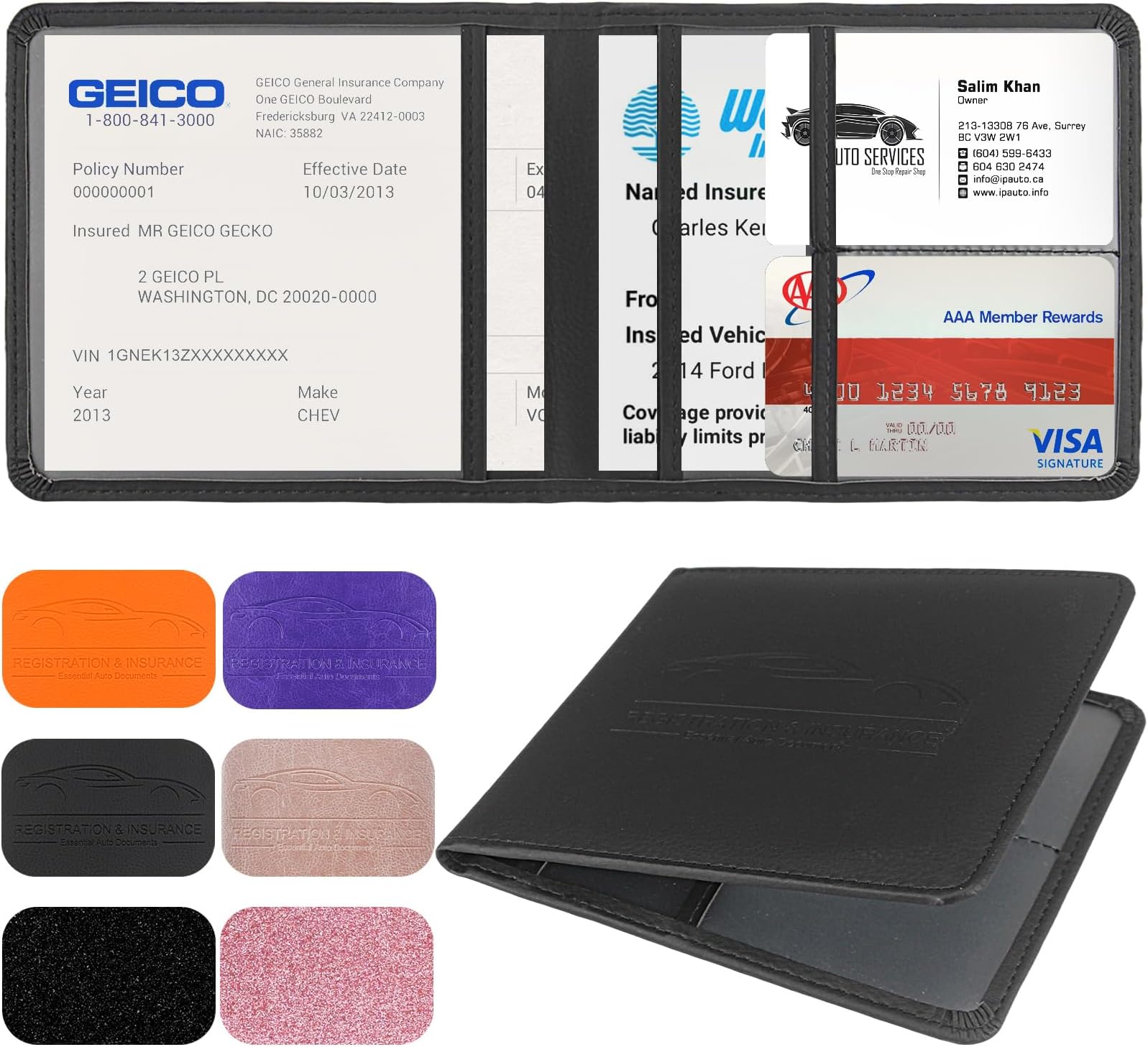 Amazon.com: W4W, Auto Registration Insurance & ID Card Holder - 4 PACK ...