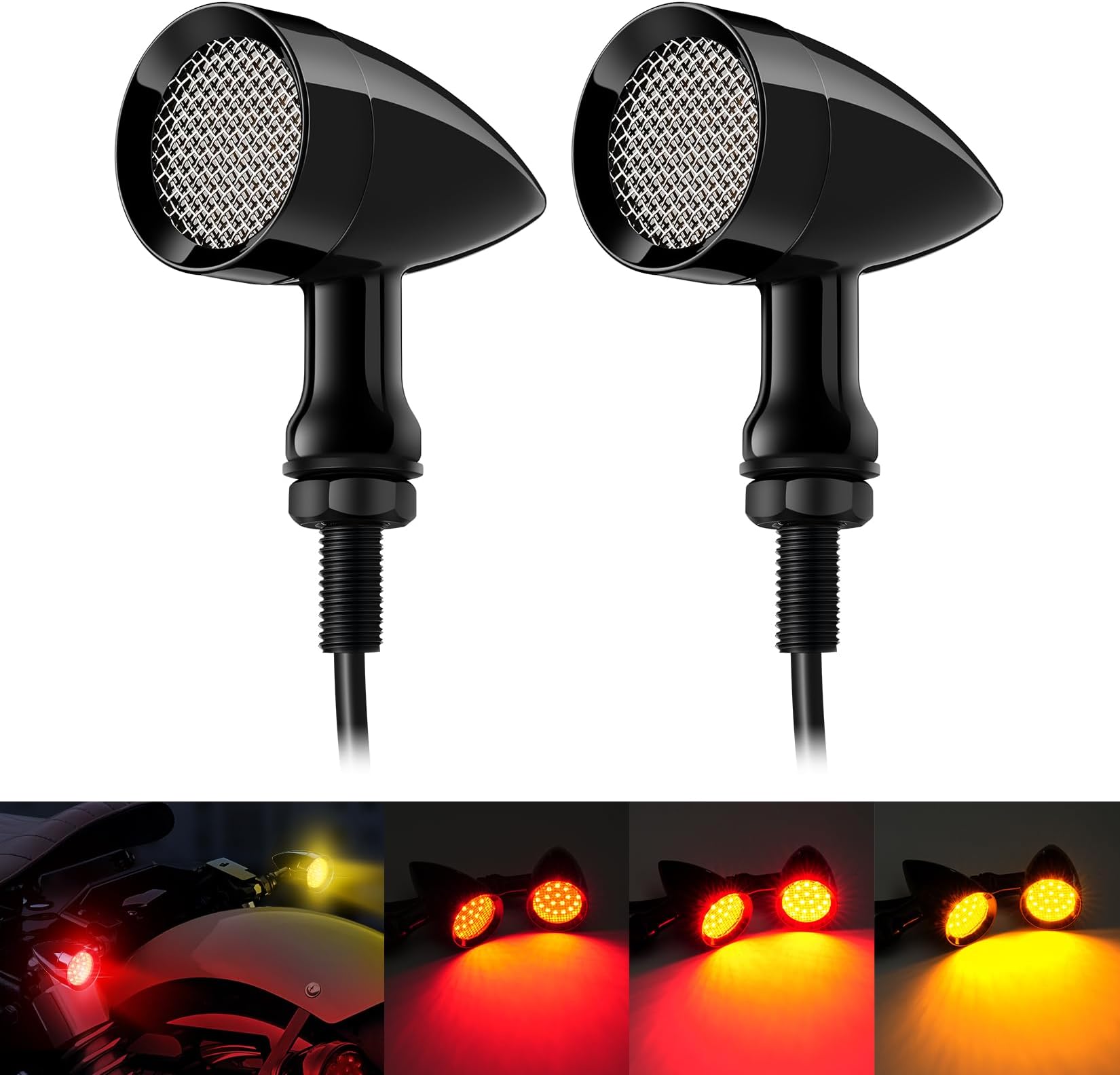 Amazon.com: FATECIM 2PCS Motorcycle LED Turn Signal Indicator Amber ...