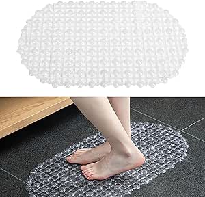 Bettinay Bath Mat Non Slip Anti Mould, 69x35 CM Oval Clear Small Shower ...