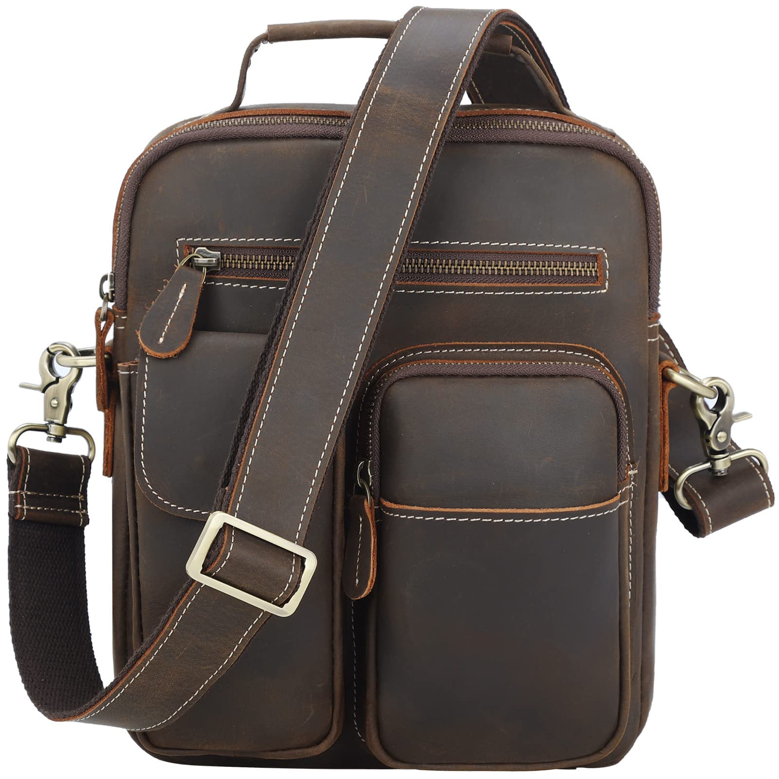 Leather Crossbody Bags for Men Vintage Small Messenger Shoulder Bag ...