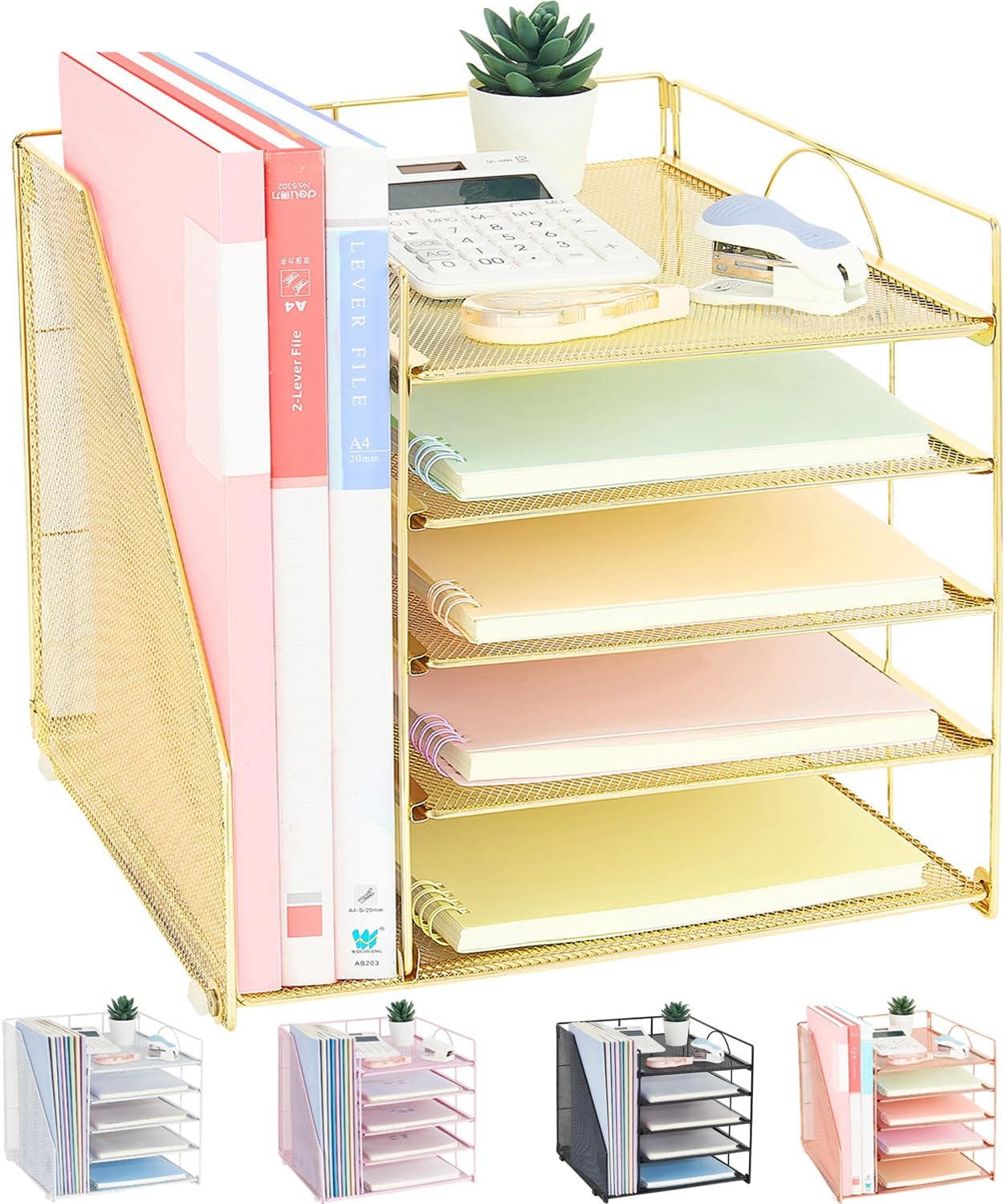 Amazon.com: LEKETREE Desk Organizers and Accessories, 5-Tier Paper ...