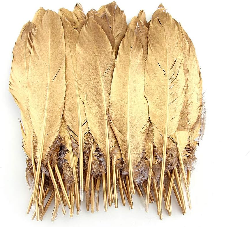 Amazon.com: Sowder 50pcs Colorful Gold Goose Feathers 4-6inch(10-15cm ...