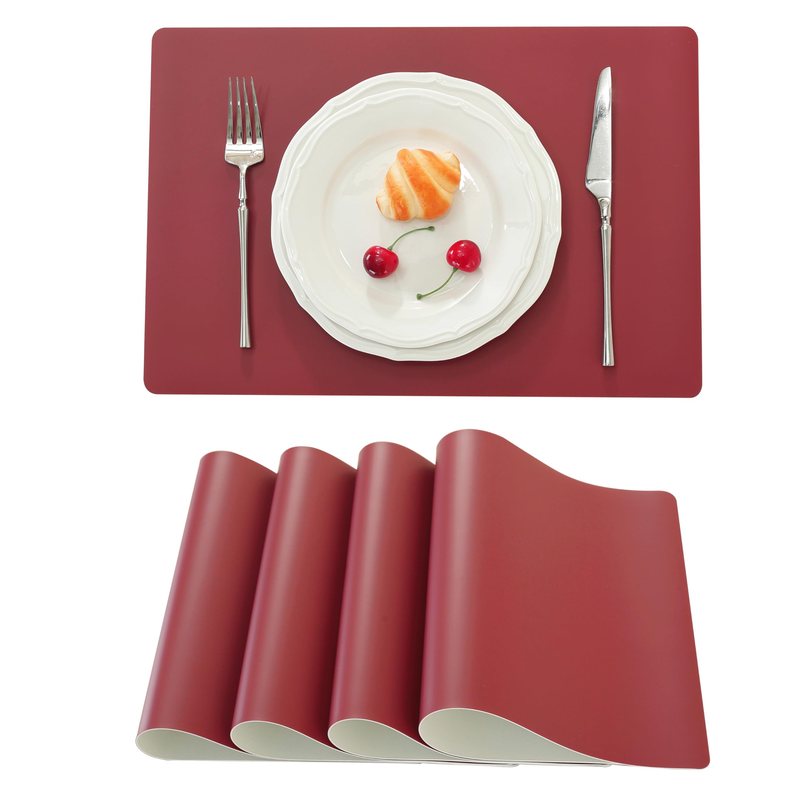 Amazon.com: Runqiju Faux Leather Placemats Set of 4, 17" x 11.8 ...