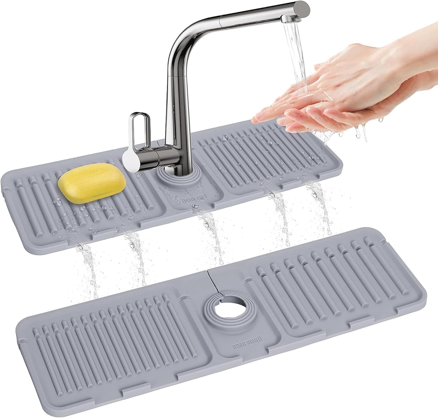 Srechee Silicone Draining Mat Around Tap, 44.5x14cm Sink Mat, Slope ...