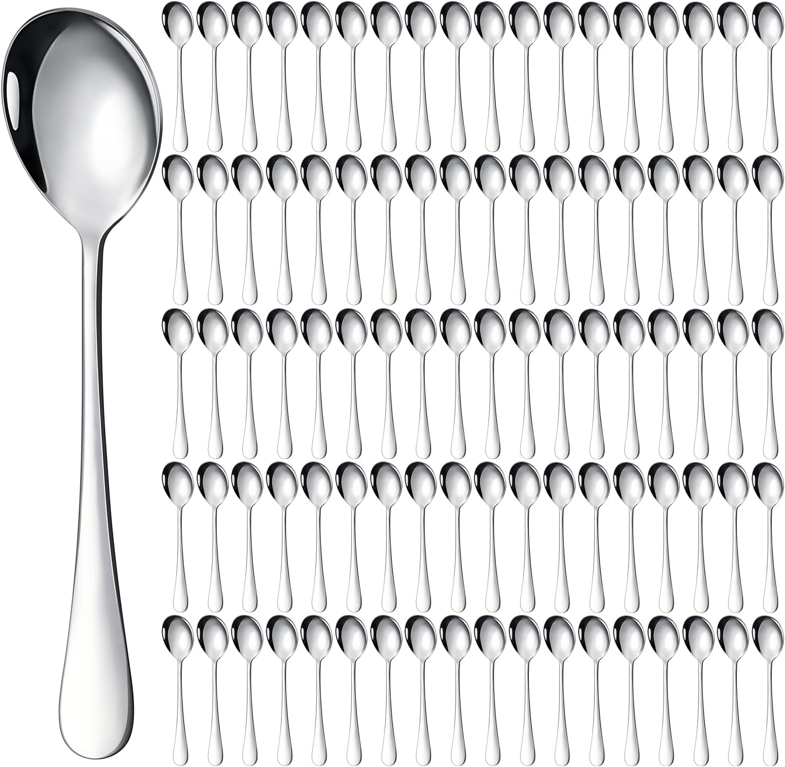 Amazon.com: Nuogo 100 Pieces Soup Spoons Set Stainless Steel Spoons ...