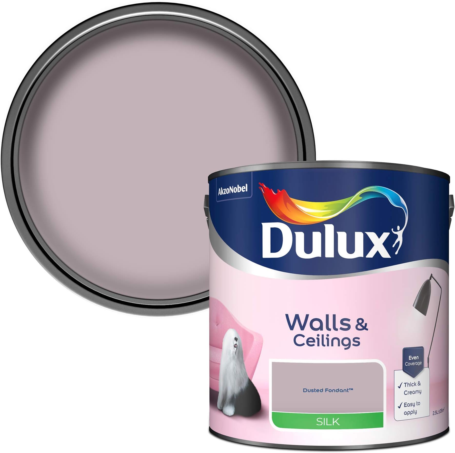 Dulux Walls & Ceilings Silk Emulsion Paint - Bright Skies - 2.5 Litre ...