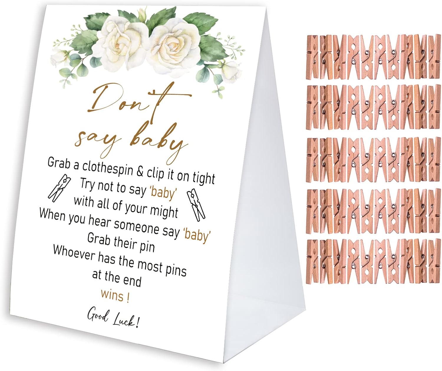 Amazon.com: Don't Say Baby Game for Baby Shower Clothespin Game, One ...