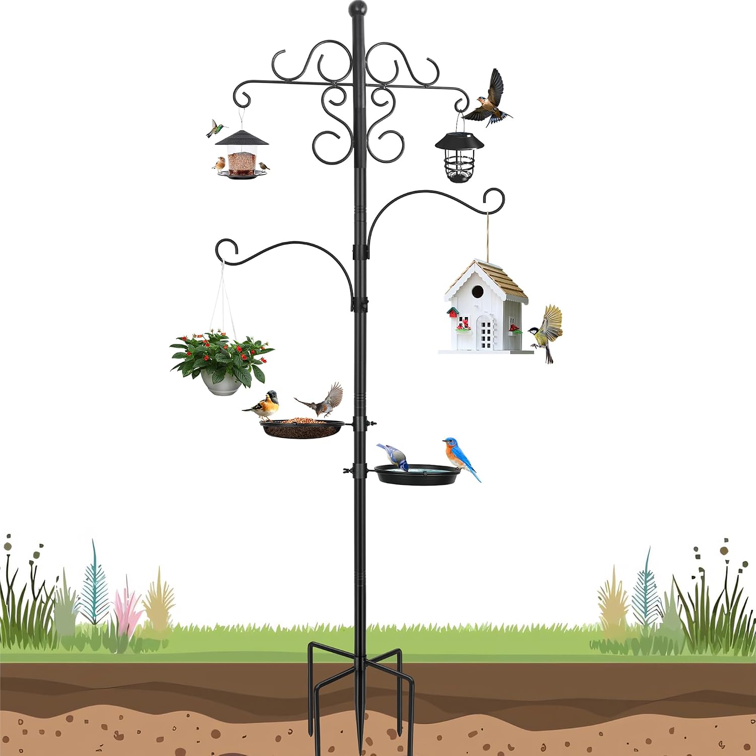 Amazon.com : Shepherds Hooks Bird Feeder Pole Bird Feeding Station ...