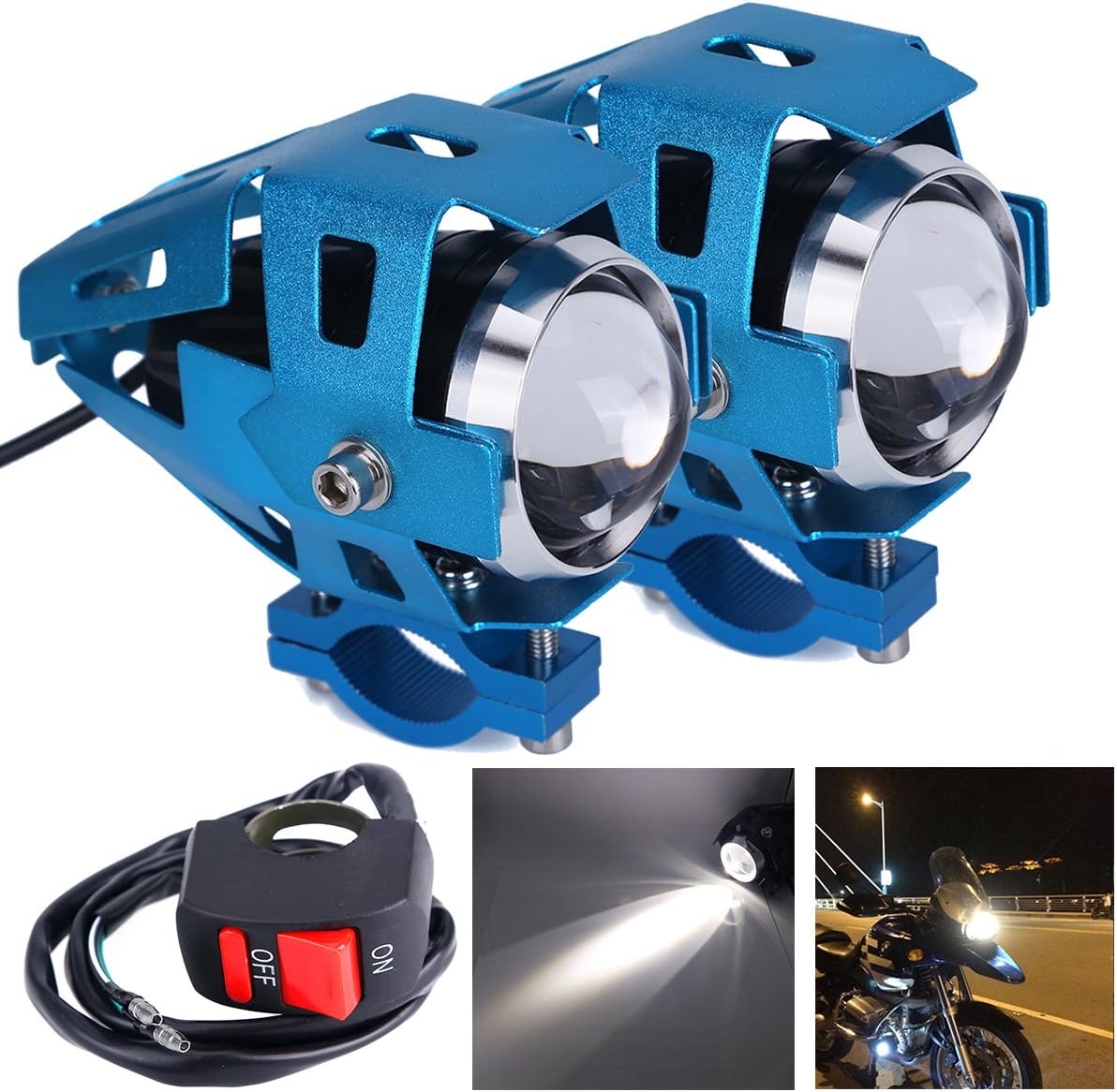 Amazon.com: Motorcycle Headlight,125W U5 Cree LED Fog Spot Lights DRL ...
