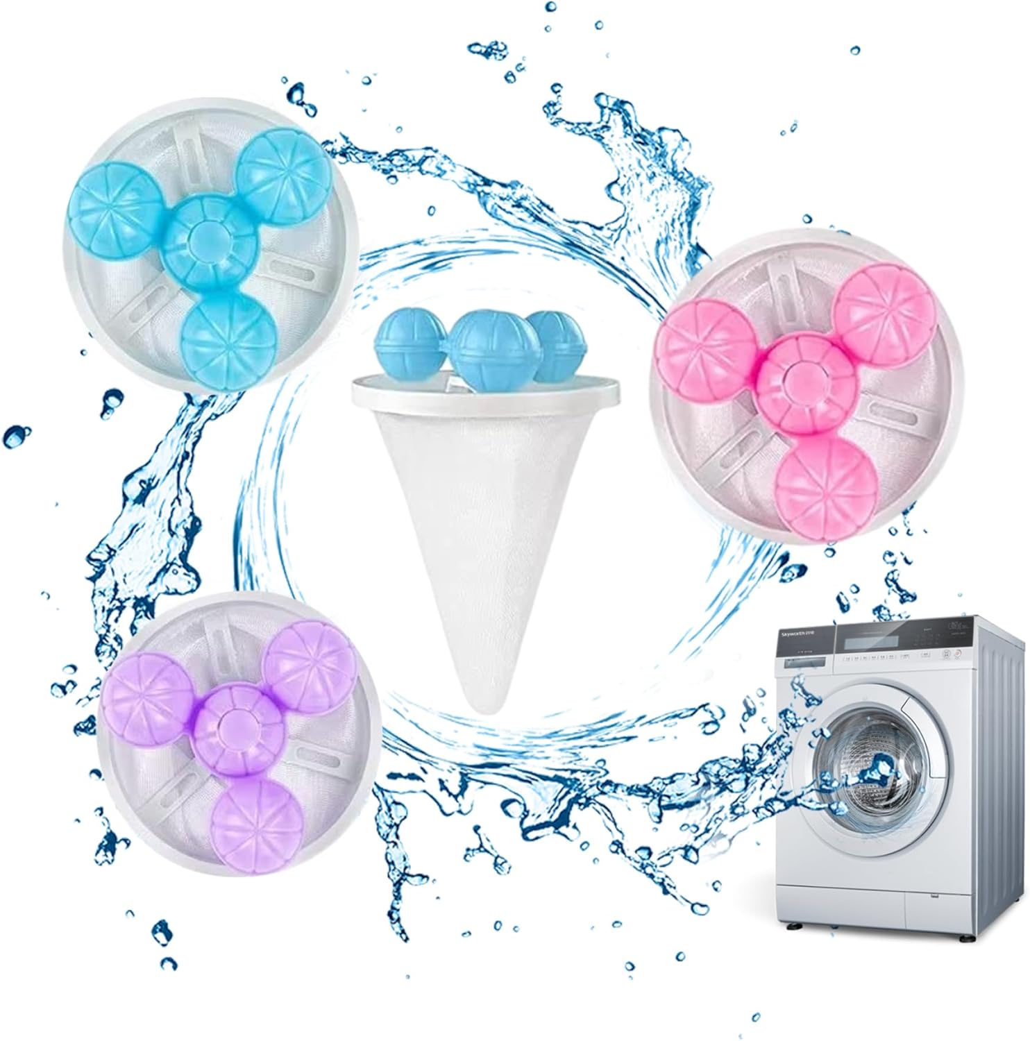4PCS Floating Hair Filtering Mesh Removal, Lint Catcher for Washing ...