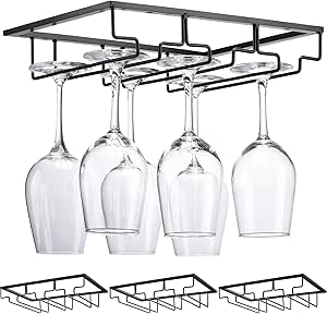 Amazon.com: 4 Pack Wine Glass Holder Under Cabinet, Hanging Wine Glass ...