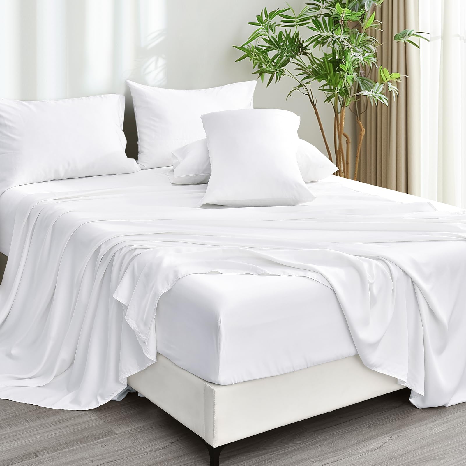 Amazon.com: PHF Cooling Sheets Set King Size 6 Piece - 100% Rayon Derived from Bamboo_Sheets ...