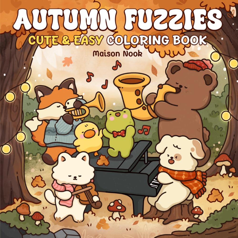 Amazon.com: Autumn Fuzzies: A Cute & Easy Coloring Book for Adults and ...
