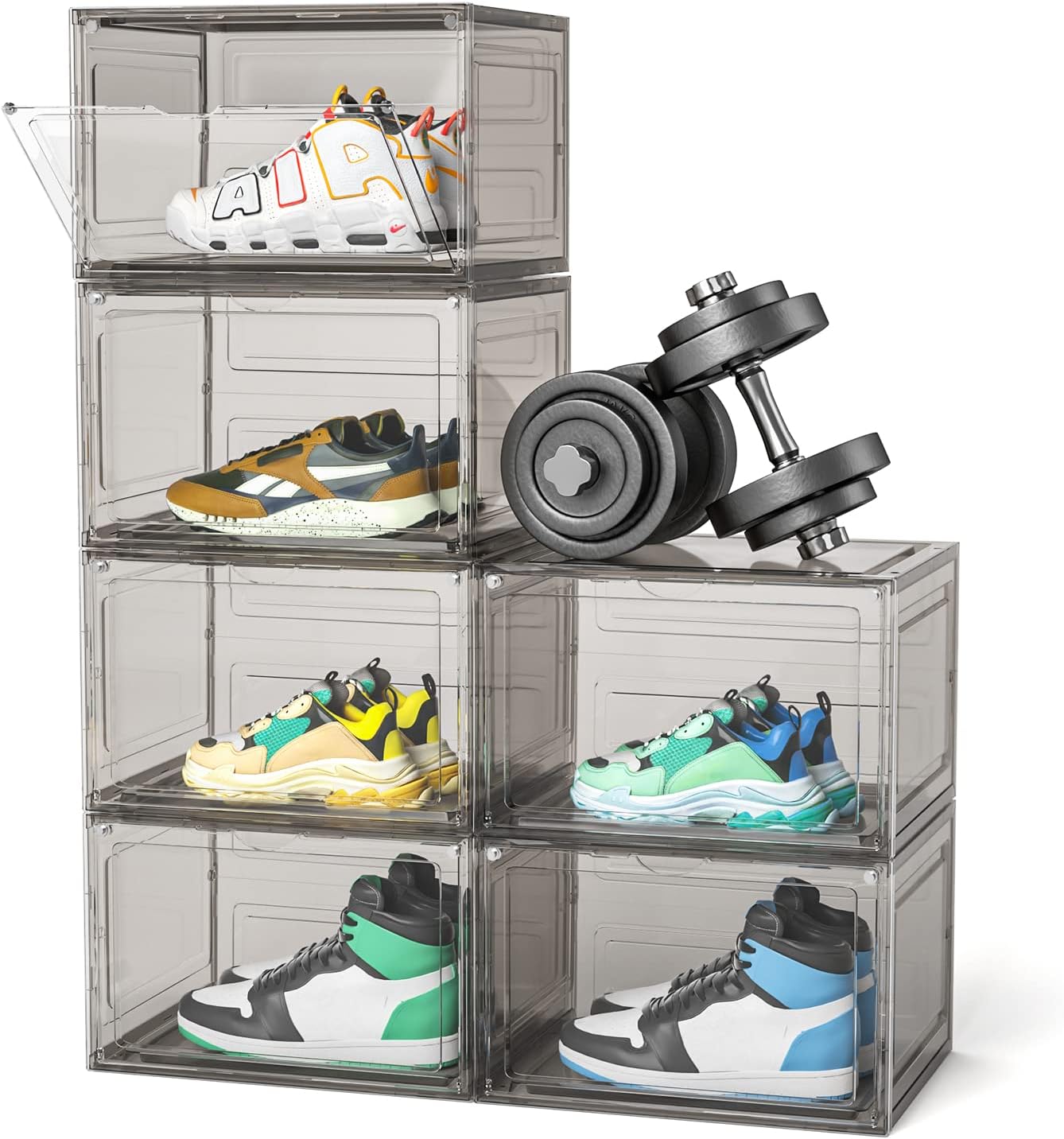 Amazon.com: Shoe Storage Boxes Shoe Display Case, 6 Pack Clear Plastic ...