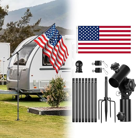 Amazon.com : EZIRVLIFE Portable Flag Pole – 90° Adjustable Wind ...