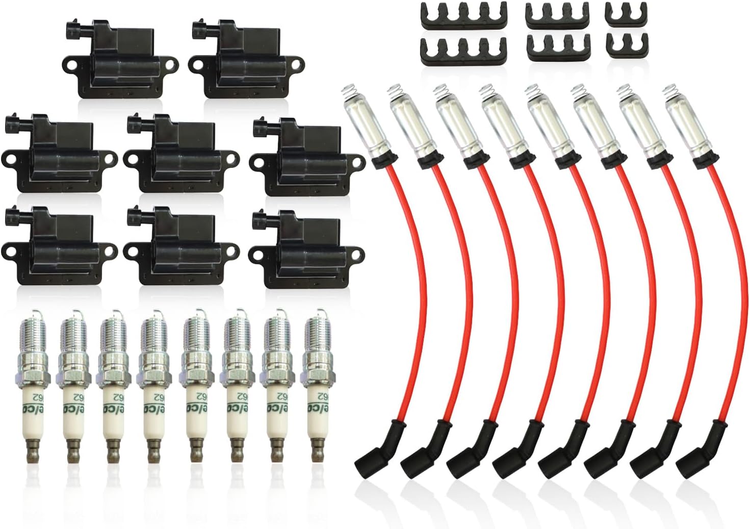 Amazon.com: Yunnergo 8 Pack Square Ignition Coil & Spark Plug Wire ...
