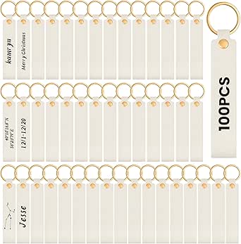 Wavyknot 100 Pcs Leather Keychain Blanks Bulk Laser Engraving Blanks ...