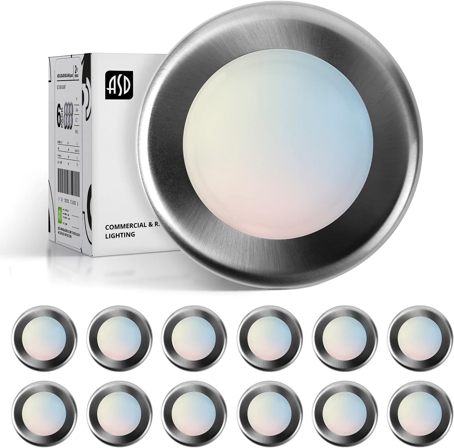 ASD 4 Inch LED Disk Light 5CCT 2700/3000/3500/4000/5000K - 10W (85W Eqv ...