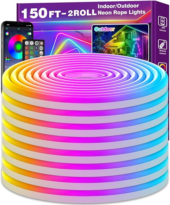 Amazon.com: 150Ft Neon Rope Lights,Flexible Led Rope Lights Control ...
