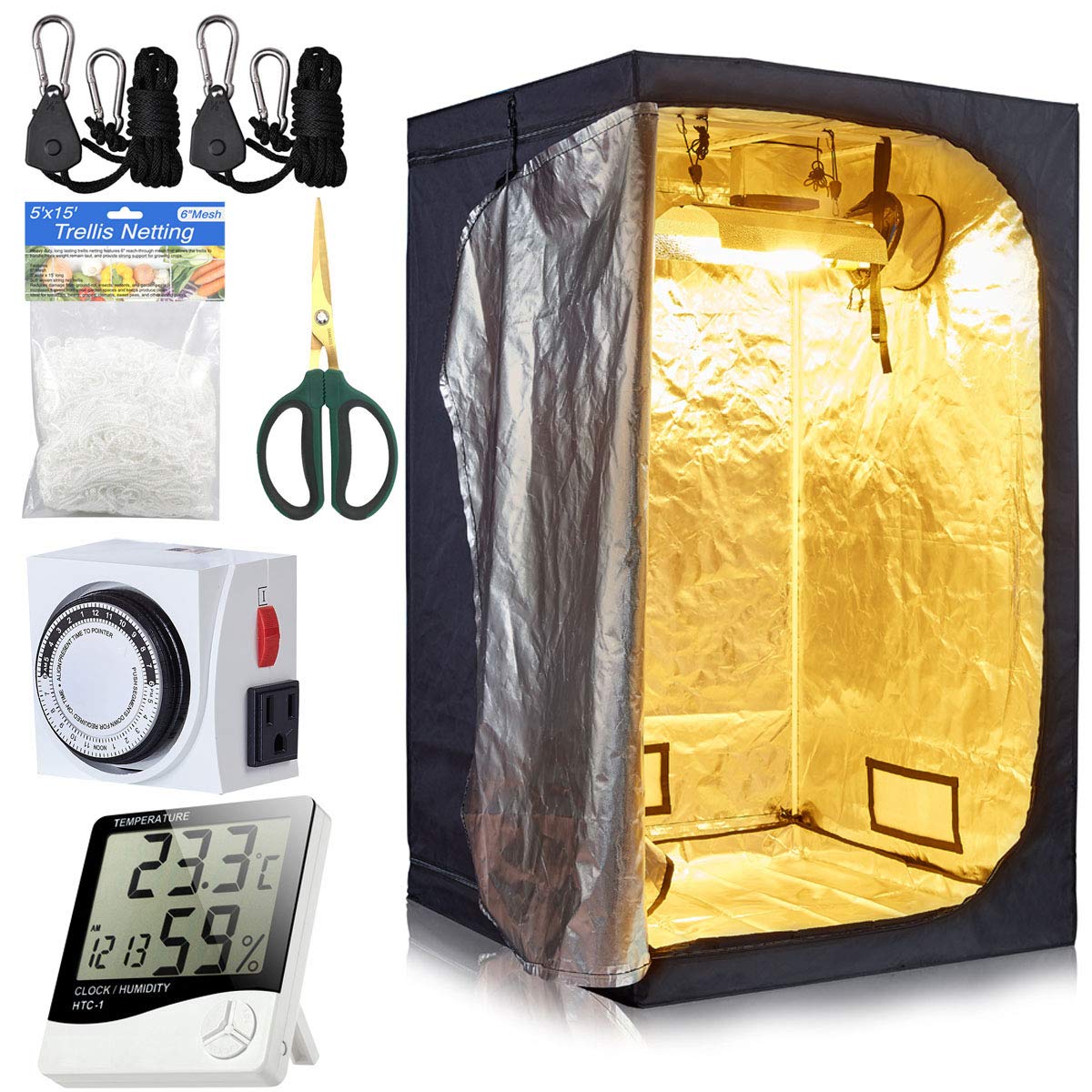 Snapklik.com : 48x48x80 Grow Tent Room w/Waterproof Floor Tray + Grow ...