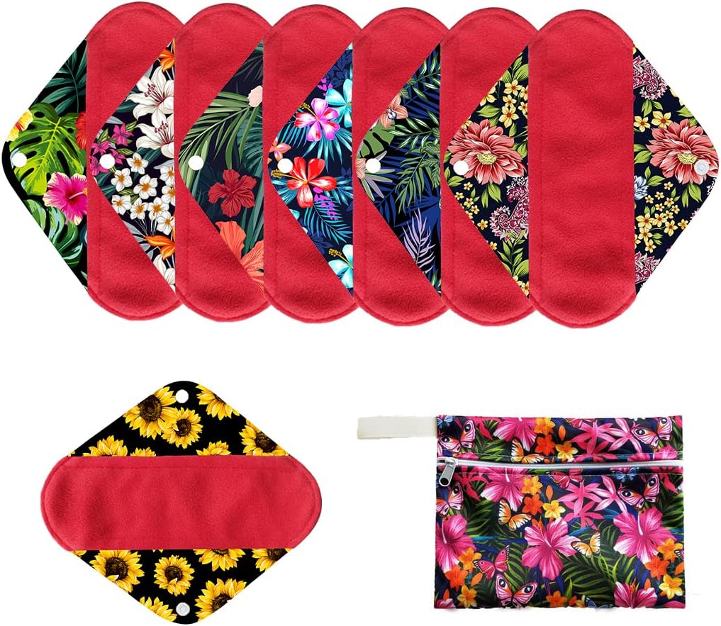 Amazon.com: 7pcs Set Reusable Menstrual Pads Including 1pc Mini Wet Bag ...