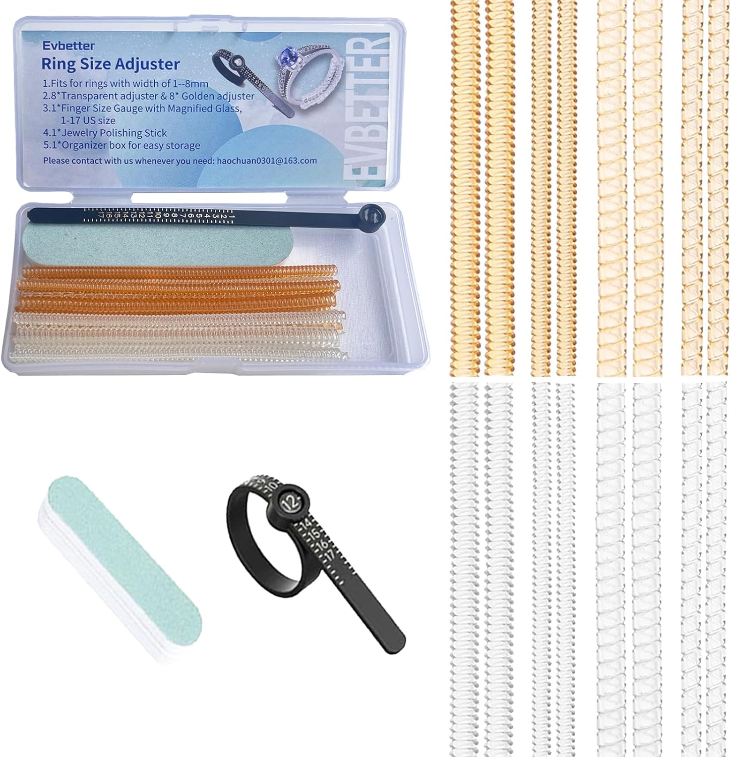 Amazon.com: Ring Sizers for Loose Rings Gold & Clear, 18pcs Spiral Ring ...