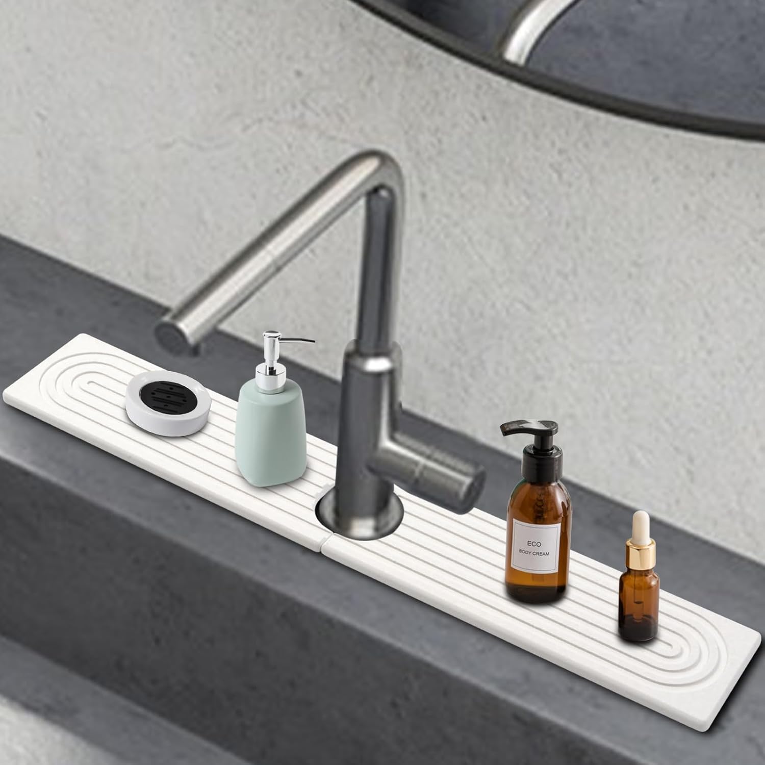 EKRHORBY Stone Faucet Mat for Kitchen Sink - Super Absorbent Sink ...