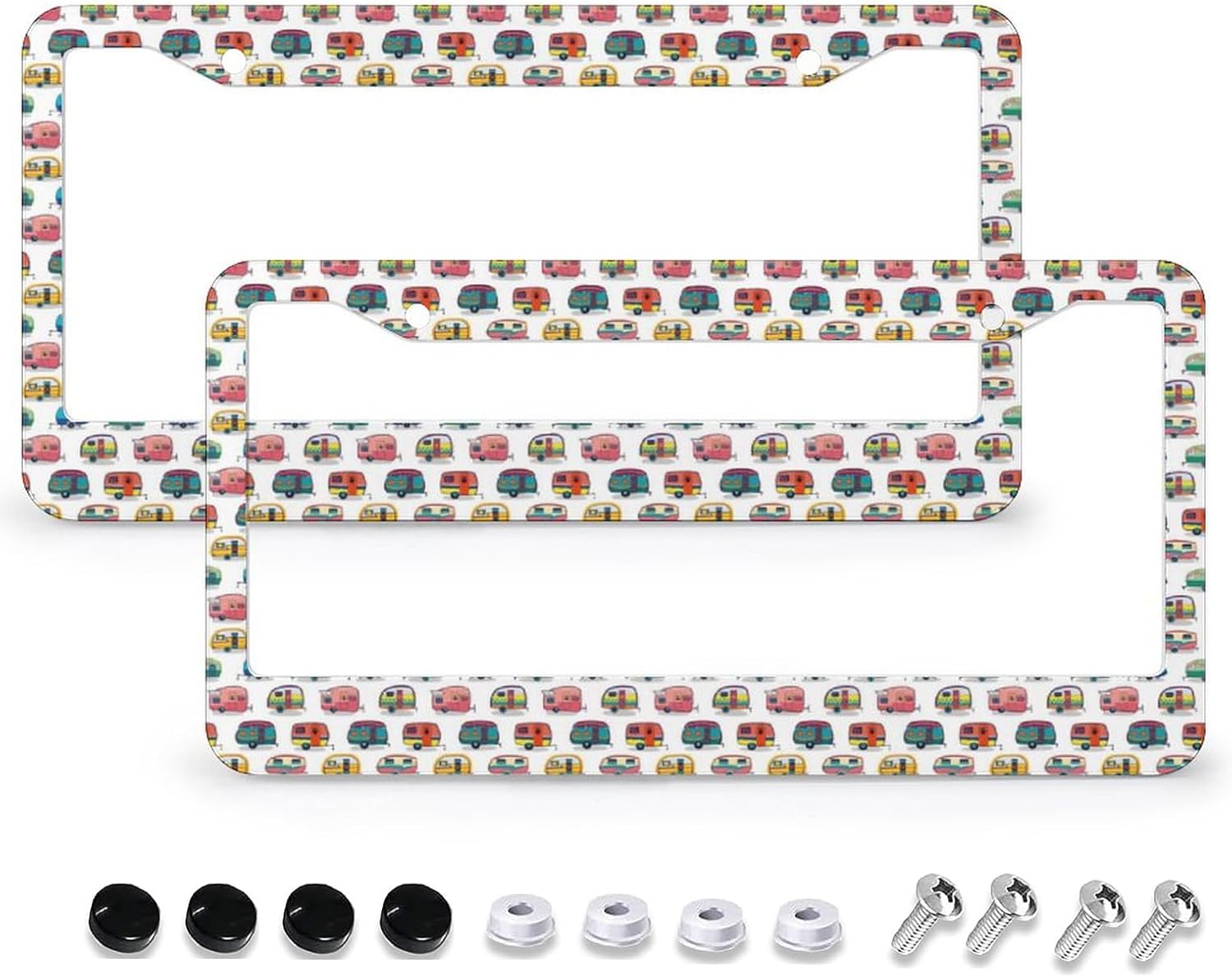 Amazon.com: Camper RV License Plate Frames, 2 Pack Camping Chrome ...