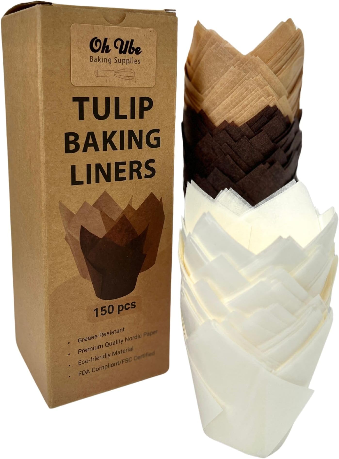 Amazon.com: Oh Ube 150-Pack Nordic Paper Mixed Tulip Cupcake Wrappers ...