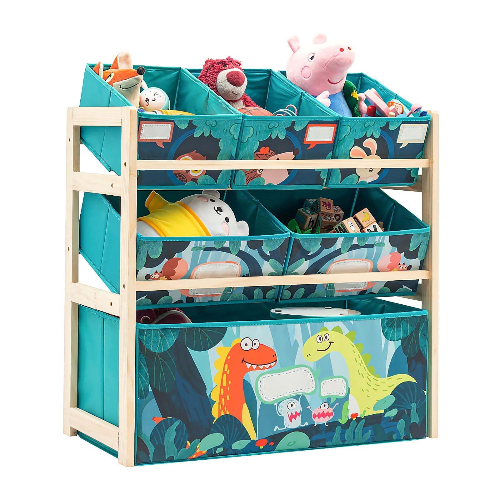 Toy Storage Organizer 3-Tier Wooden Children Storage Rack Toy Storage ...