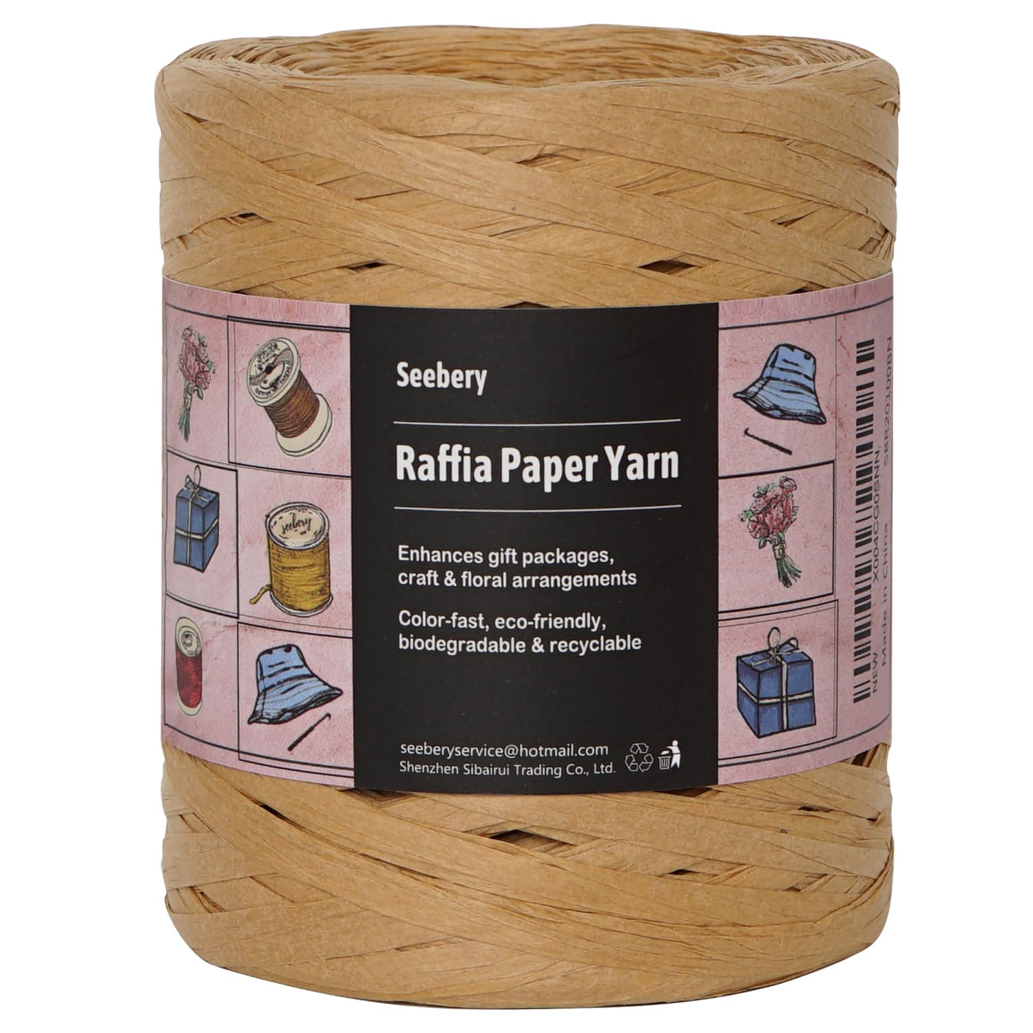 Amazon.com: Seebery Raffia Ribbon Yarn for Crafts - Raffia Grass Twine ...