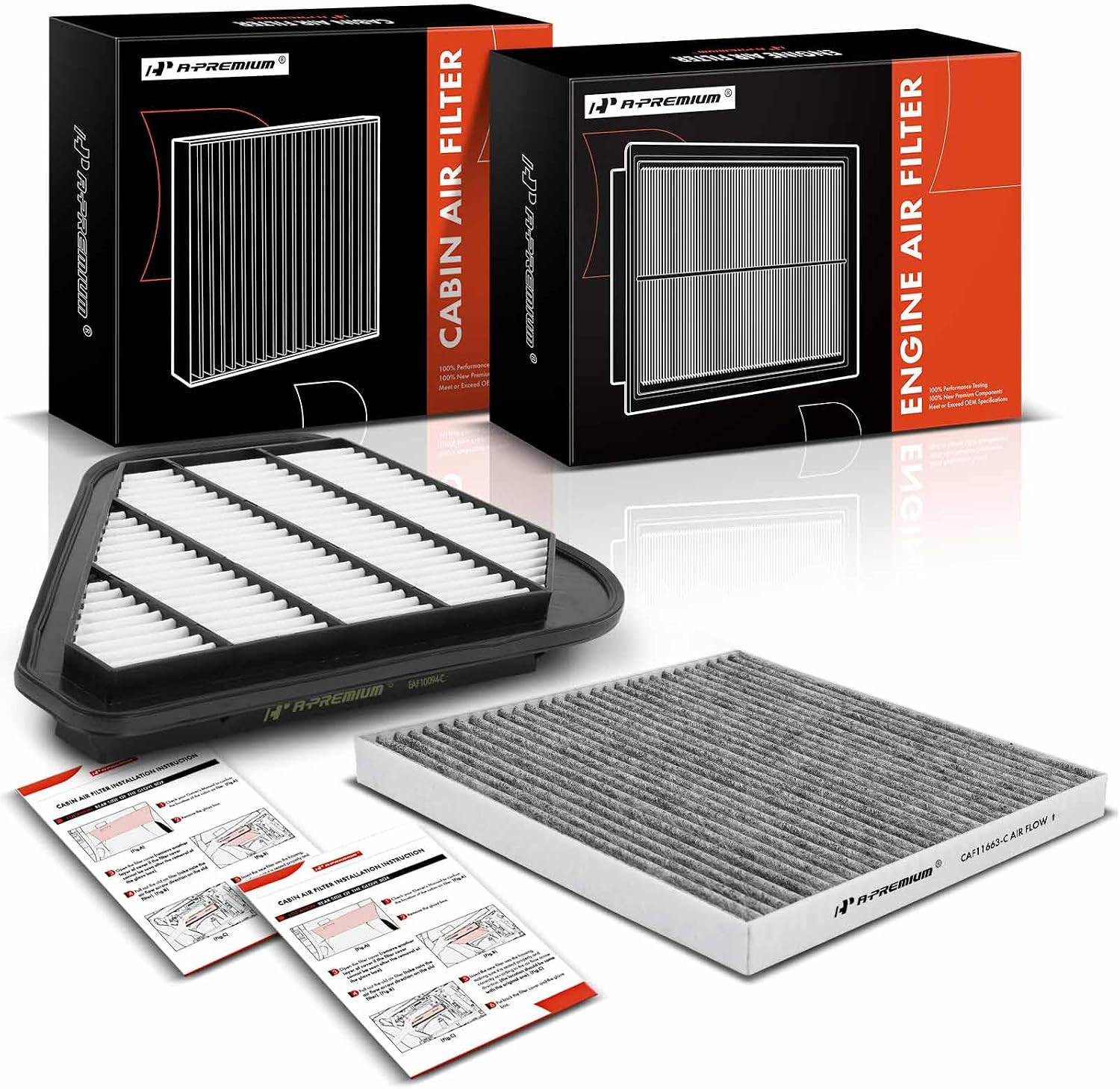 Amazon.com: A-Premium 2-PC Engine & Cabin Air Filter with Activated ...