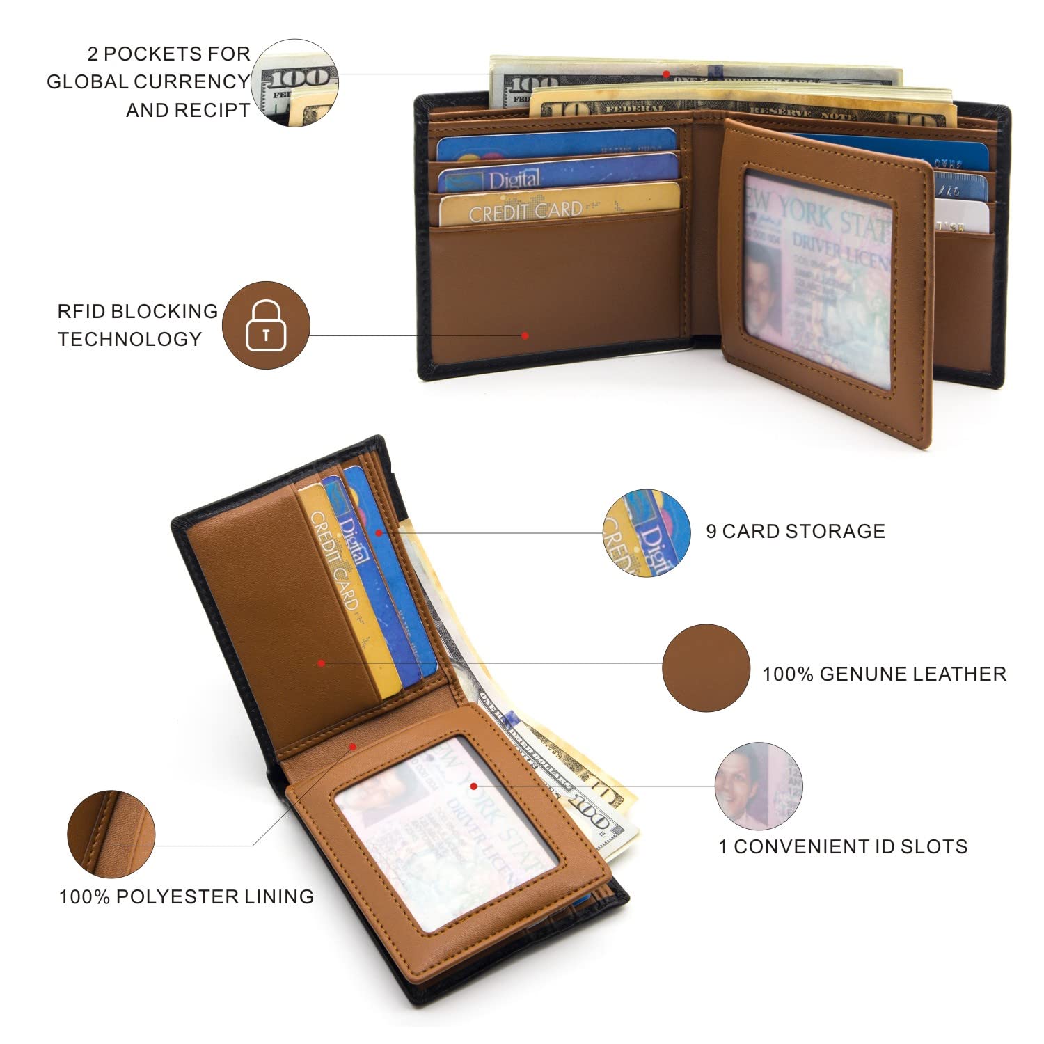 Snapklik.com : ANDOILT Slim Wallet For Men Genuine Leather RFID ...