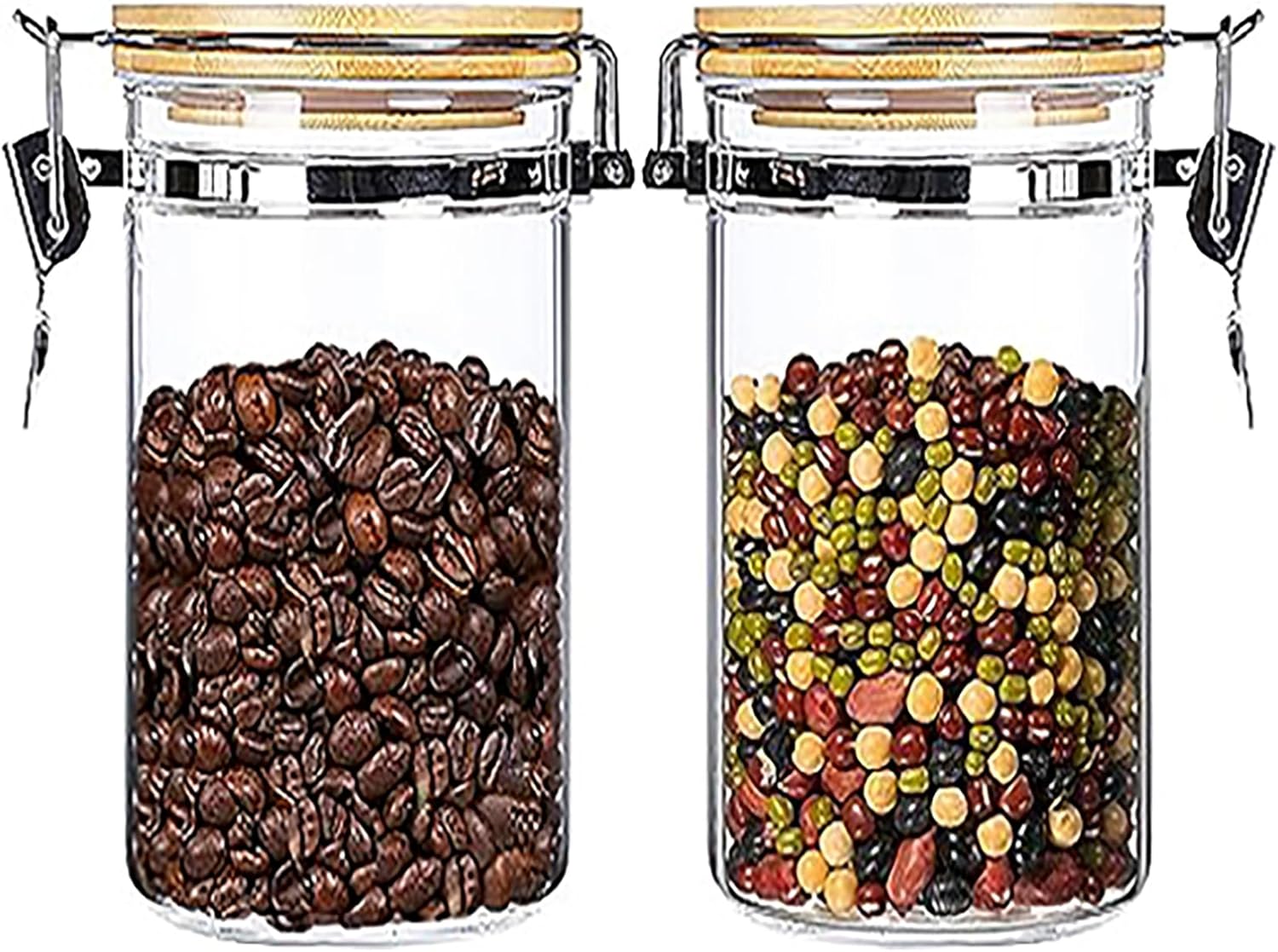 Glass Storage Jars Set with Bamboo Lids, Airtight Storage Containers ...