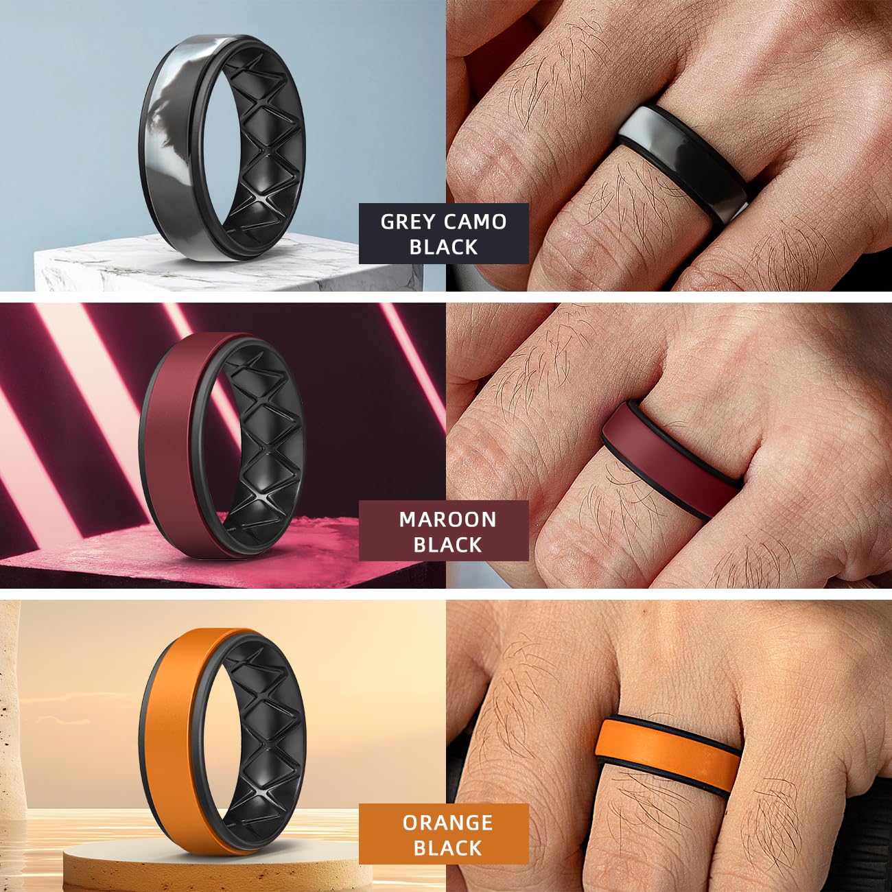 Snapklik.com : Egnaro Silicone Rings For Men 1/4/6 Multipack Of ...
