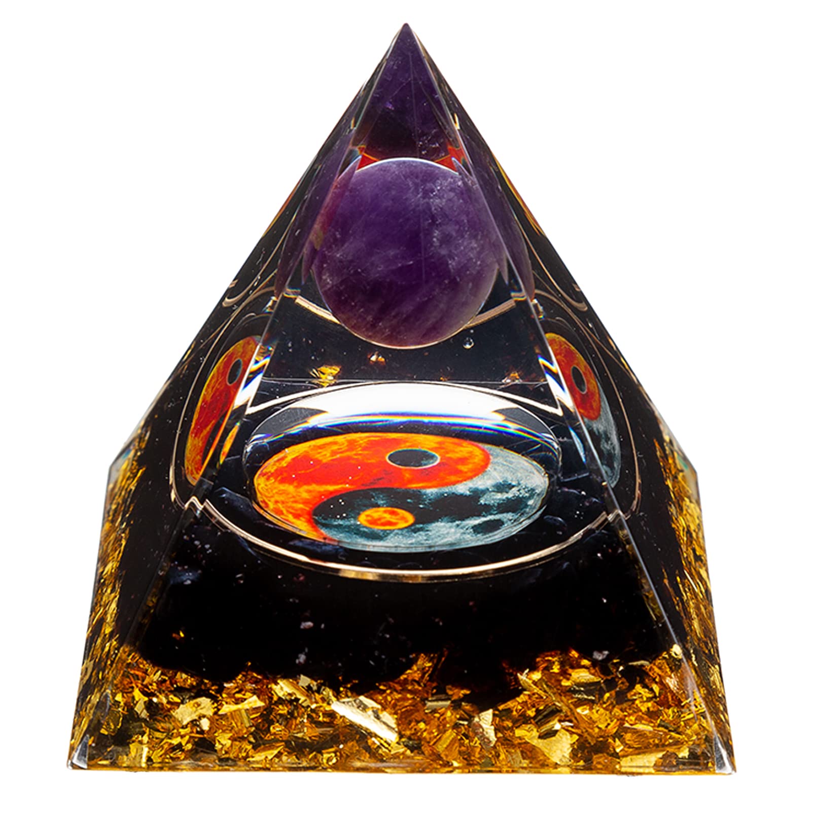 Yin Yang Healing Crystal Orgonite Pyramid - Tai Chi with Obsidian ...
