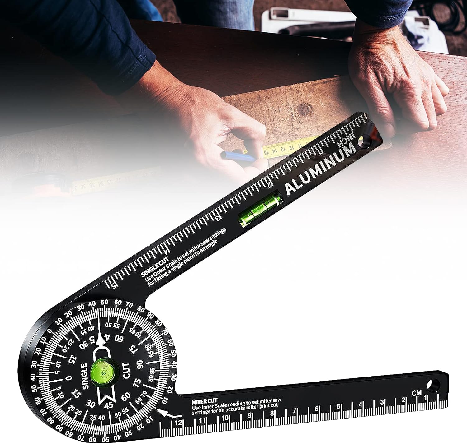 Upgrade Miter Saw Protractor with Level Gauge, 7-Inch Aluminum ...