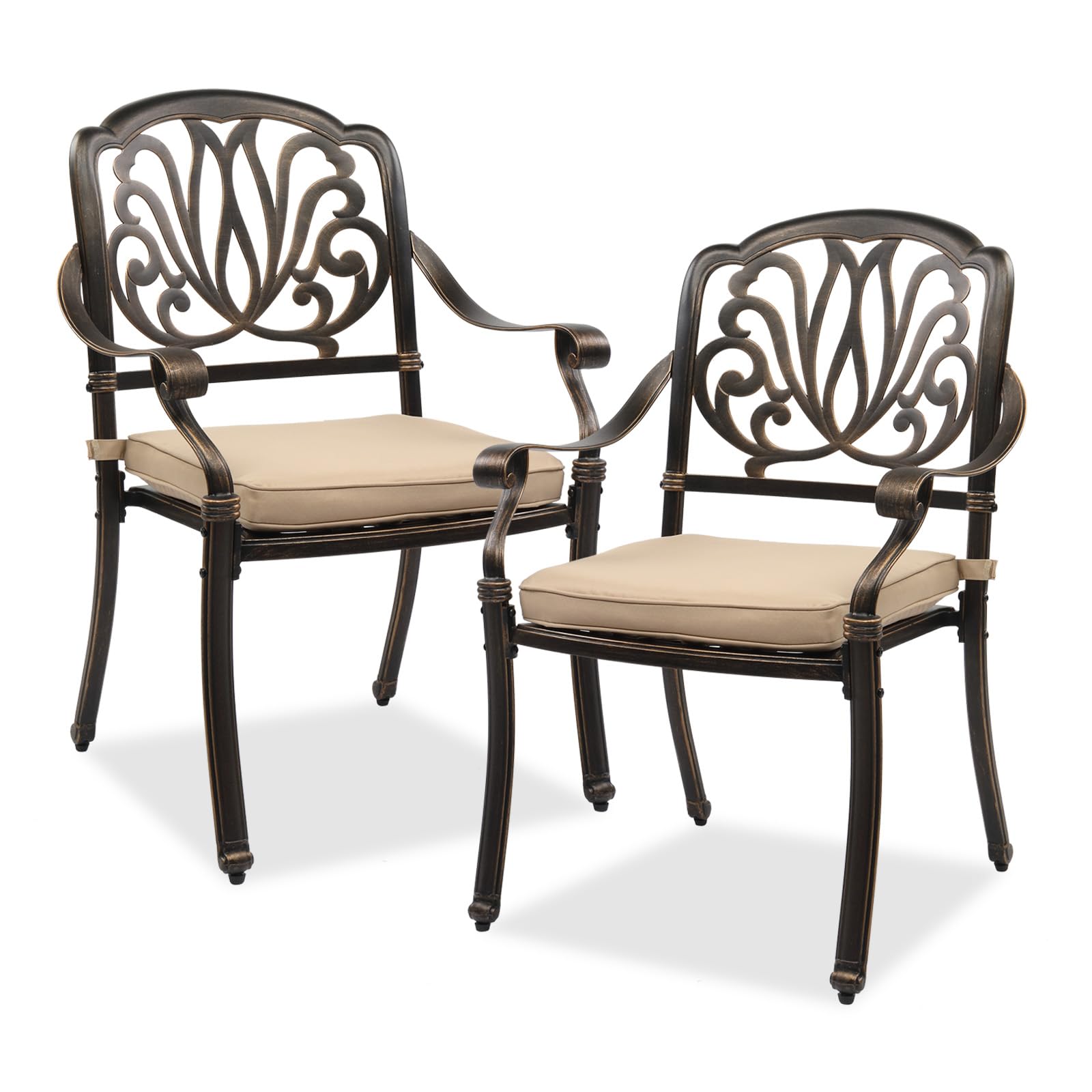 Amazon.com: VINGLI Outdoor Dining Chairs Set of 2 Aluminum Patio Chairs ...