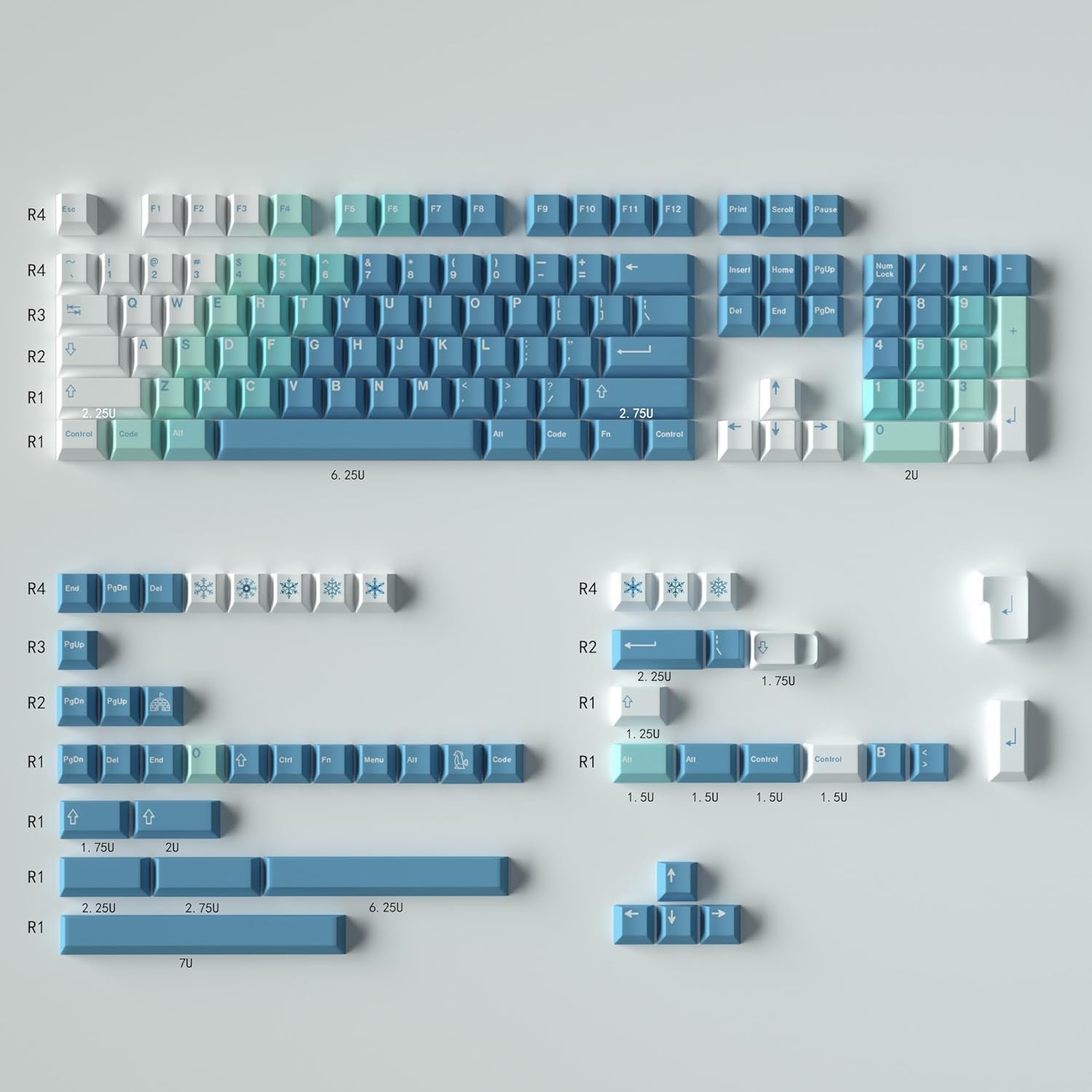 GMK Yeeti Snow Monster Keycaps Blue and White Gradient Cherry Original ...