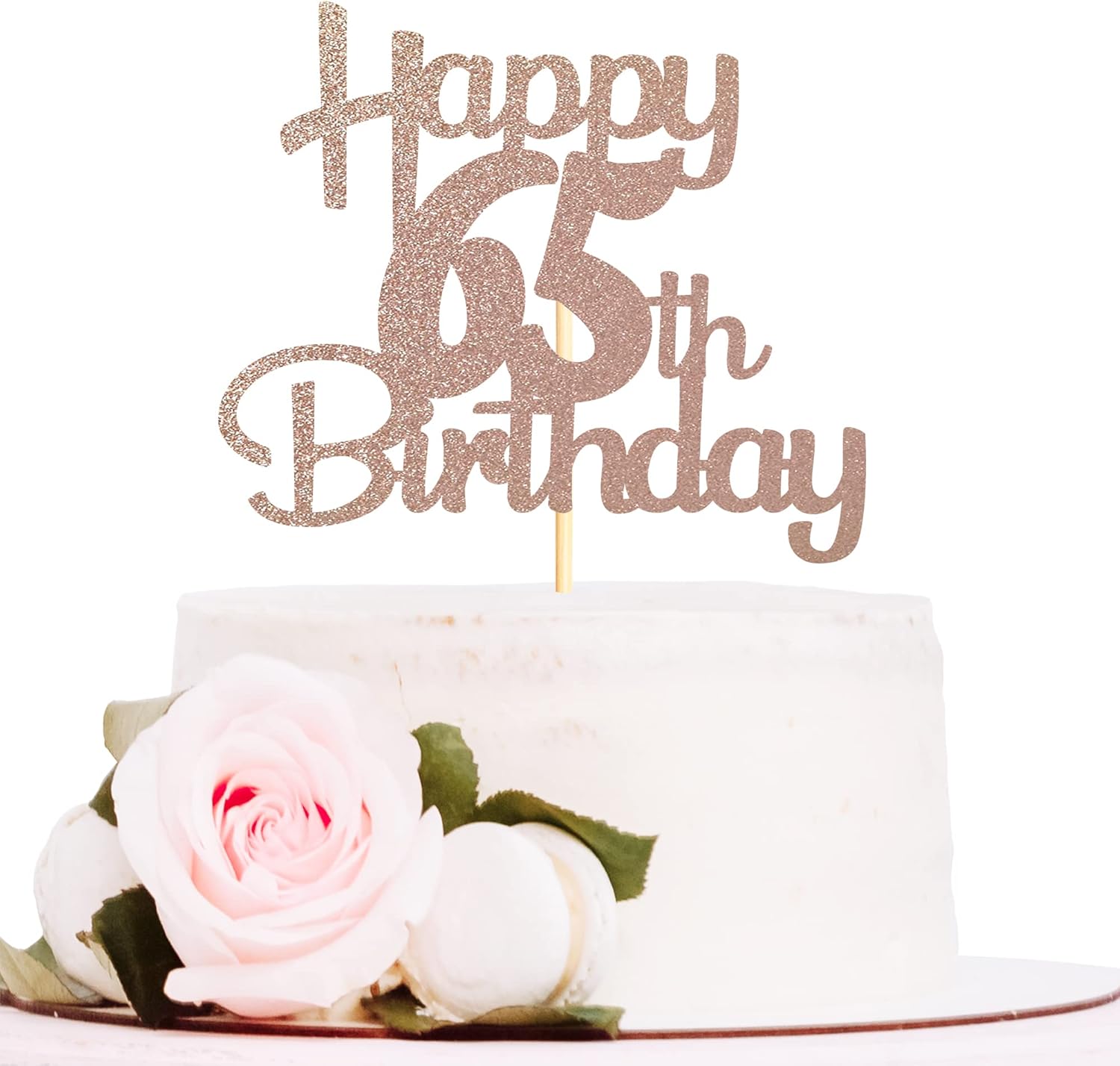 Amazon.com: Sotpot Happy 65th Birthday Cake Topper Rose Gold Glitter ...