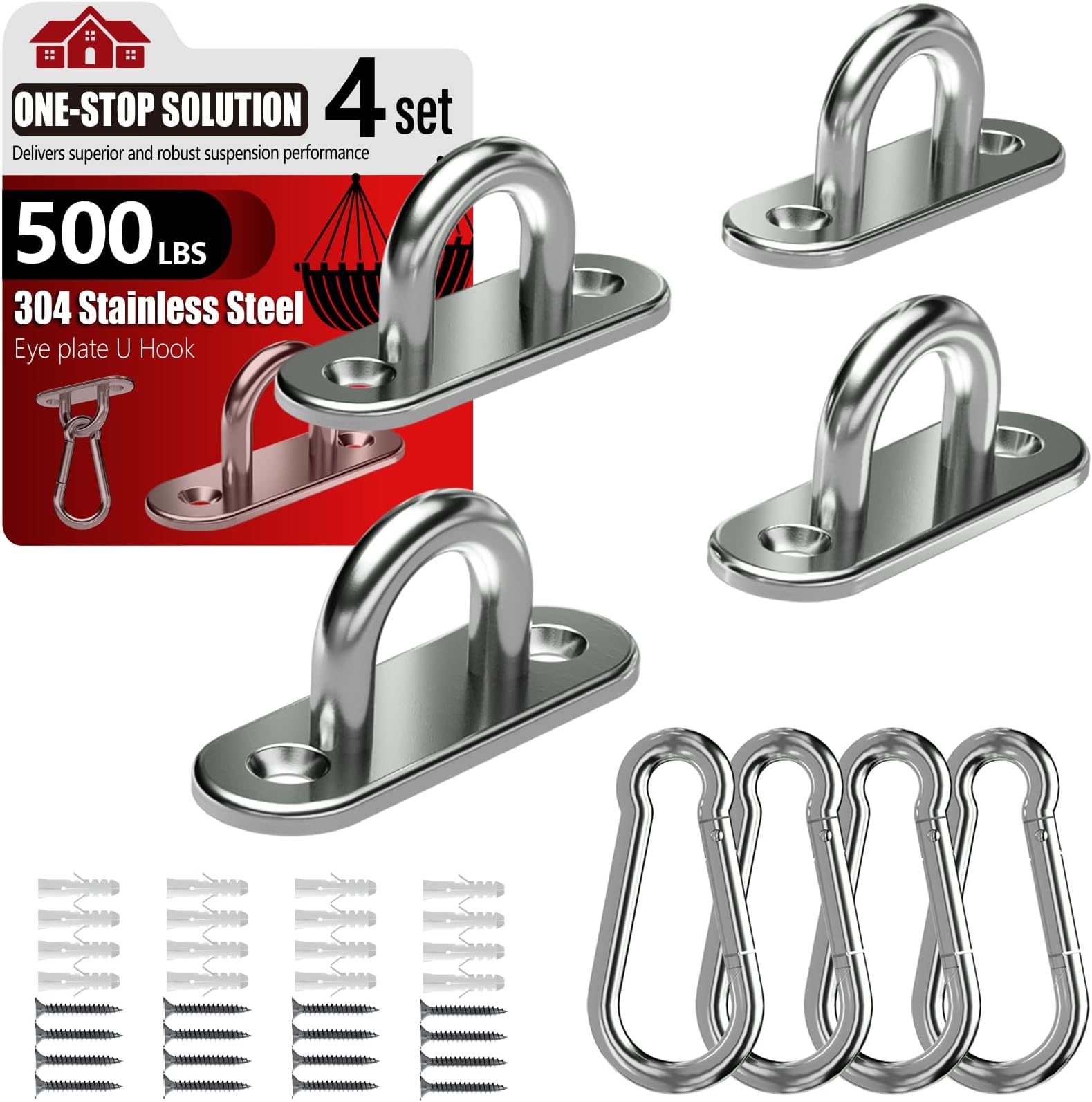 Hamineler 6 Pcs Stainless Steel 1.89 Inch Strip Type Eye Plate and 6 ...