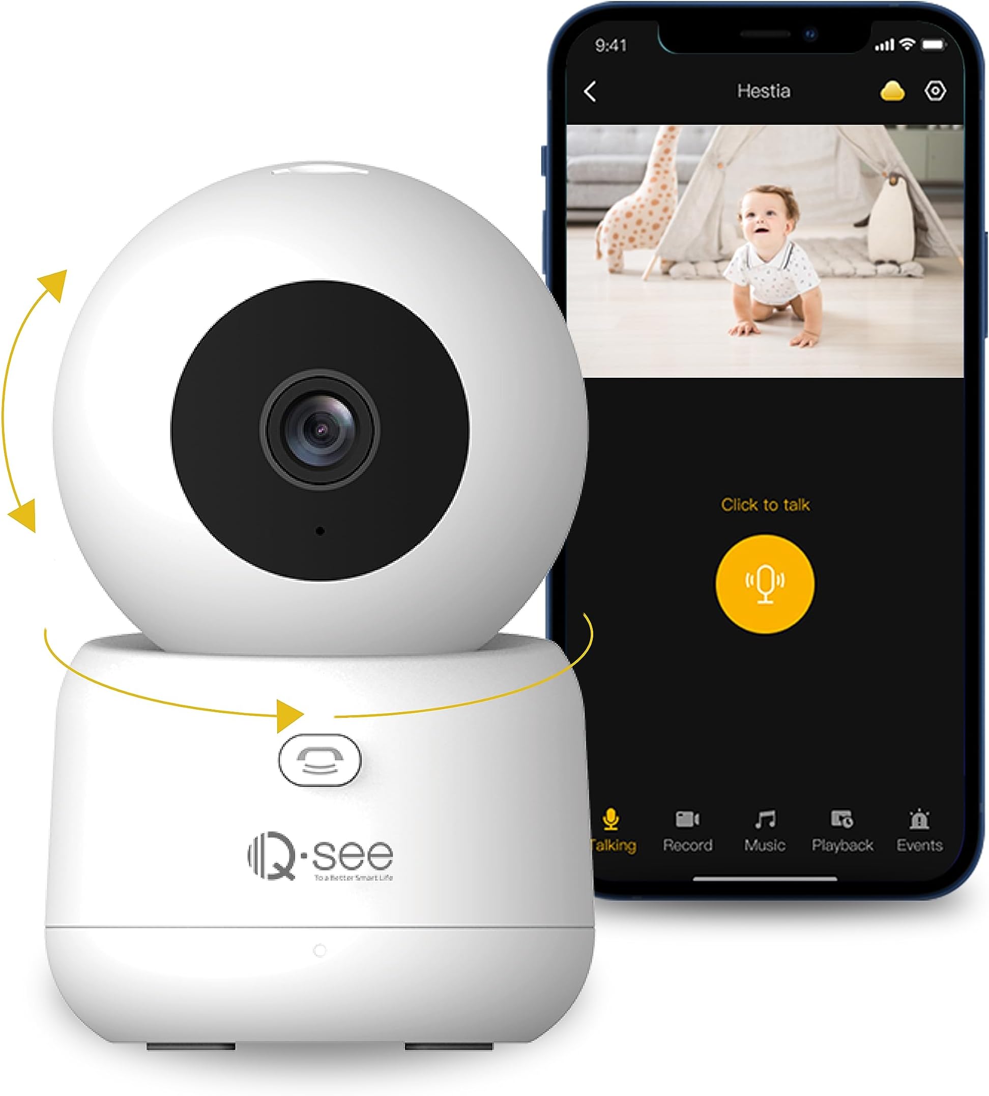Amazon.com : QSEE Indoor Security Camera, 3MP WiFi Camera Baby Monitor ...